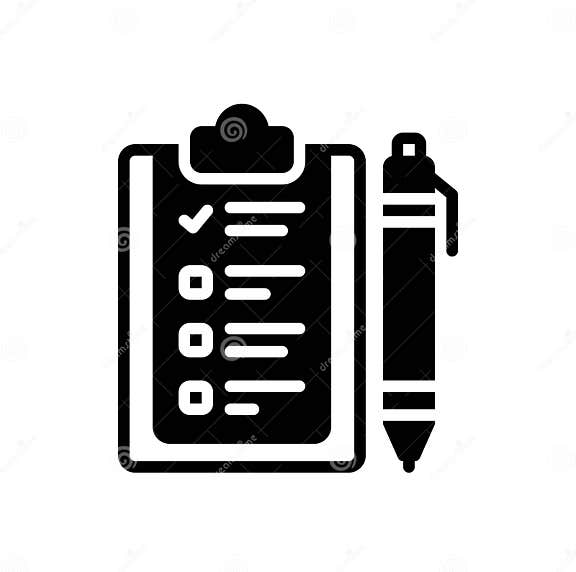 Icône Noire Solide Pour Les Critères De Questionnaire Et La Liste De ... Icône Noire Solide Pour Les Critères De Questionnaire Et La Liste De ...