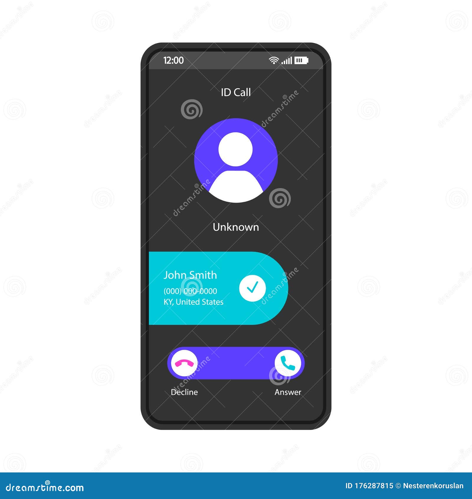 ID Call Smartphone Interface Vector Template Stock Vector ...