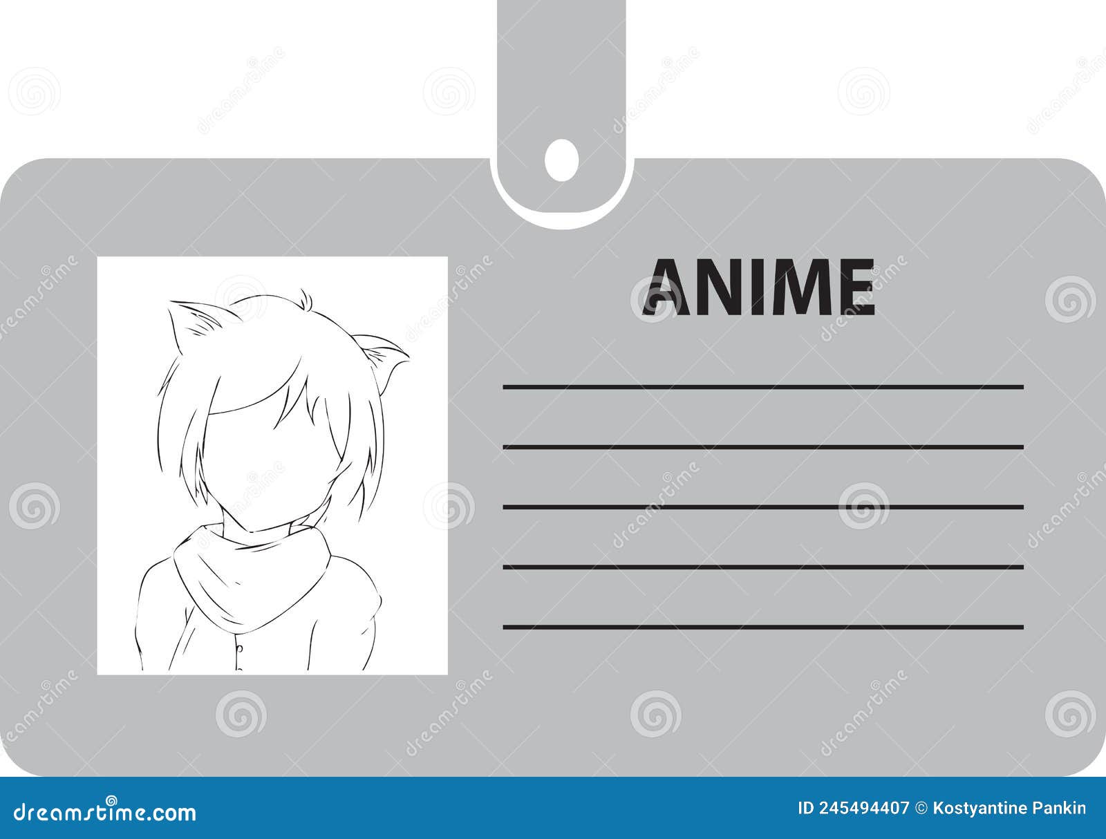 ID card for Anime stock vector. Illustration of security - 245494407