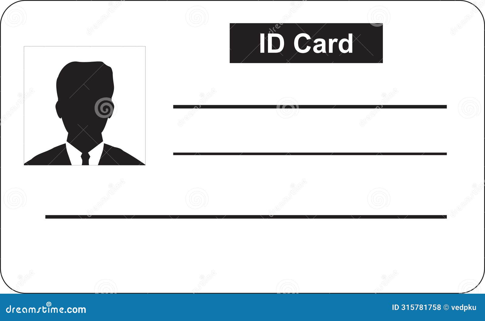 ID Card Black And White, ID Sign, Identities Card, User With Identity ...