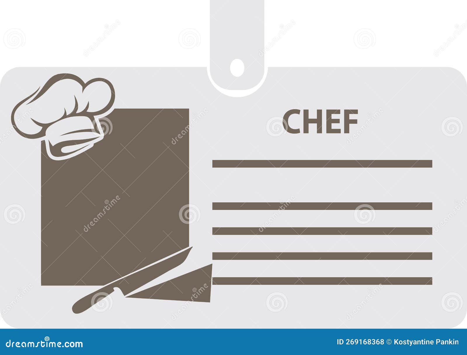 ID card Chef stock vector. Illustration of flunkey, clipart - 269168368