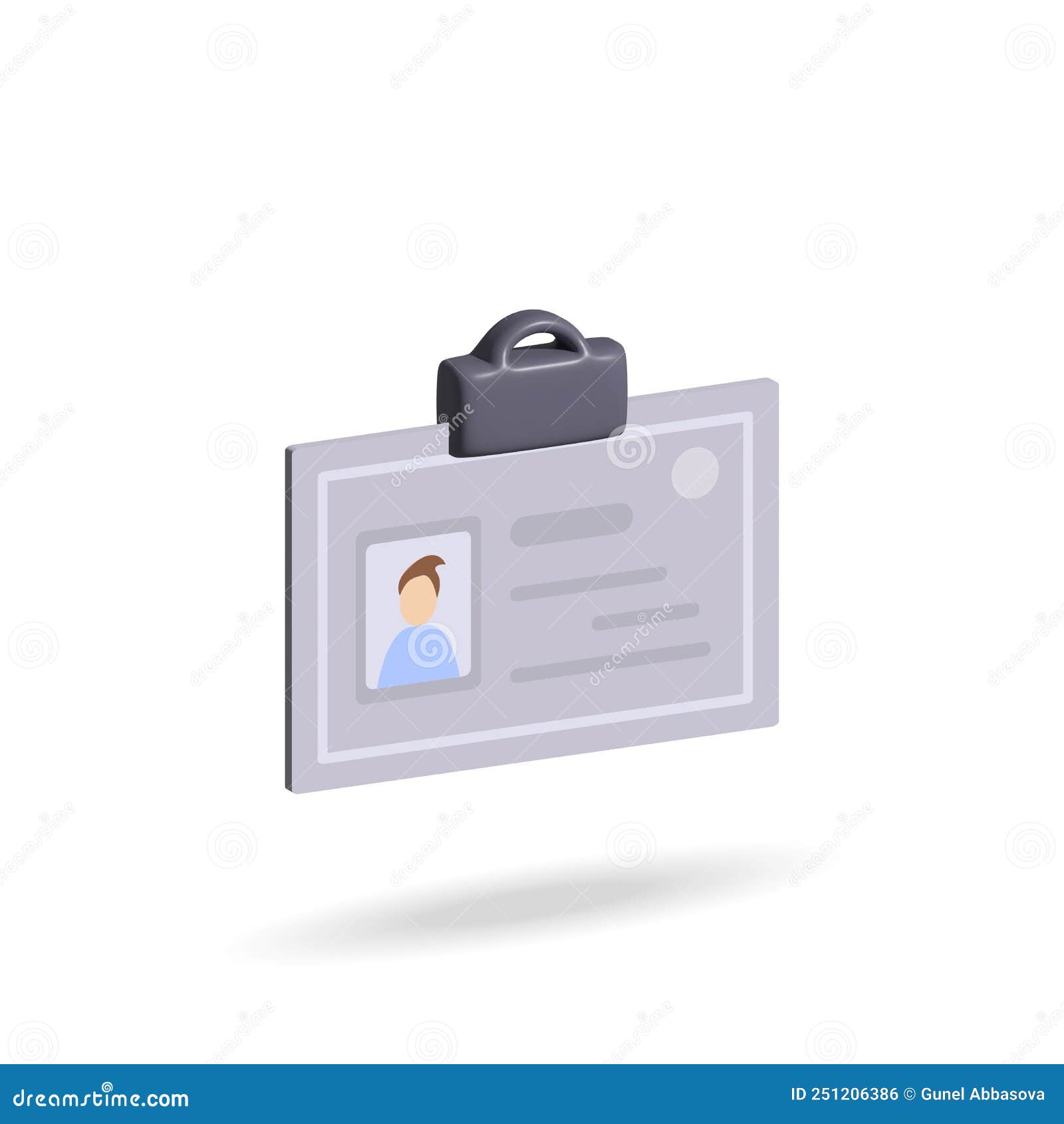 Id card 3d icon. stock illustration. Illustration of employee - 251206386