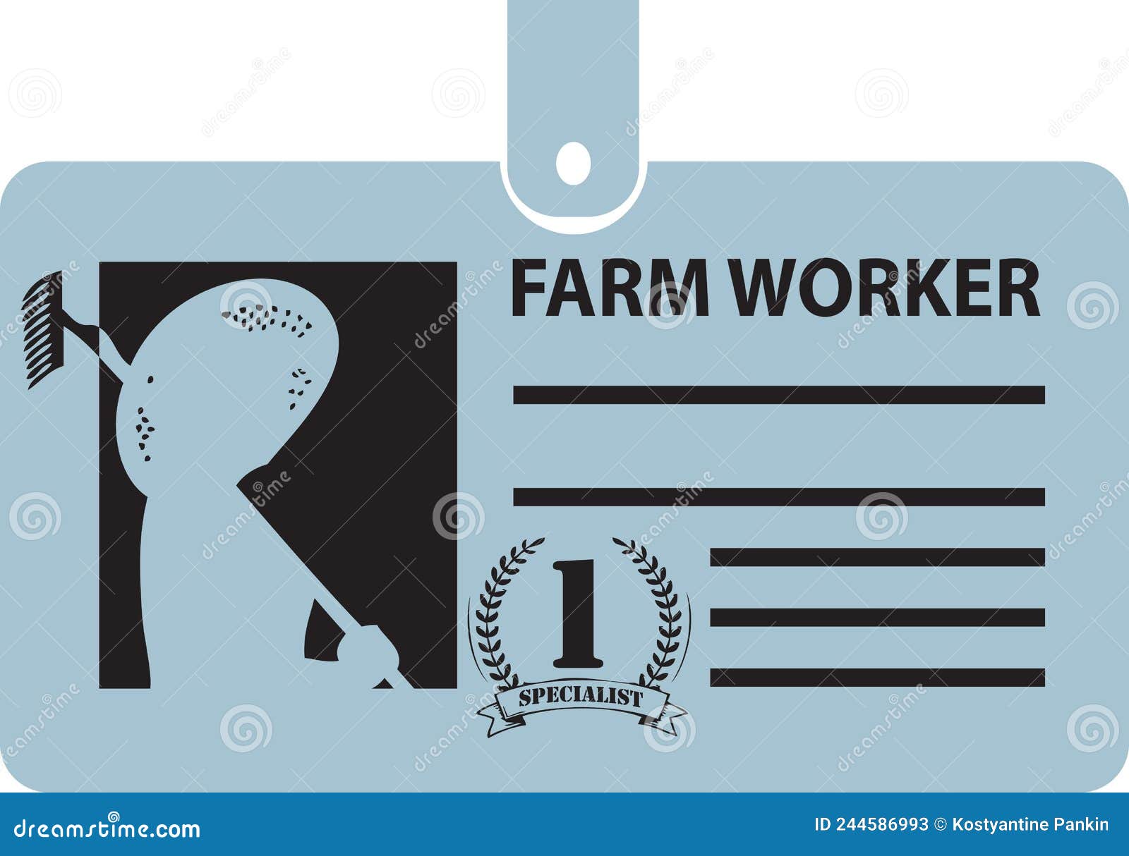 ID card Farm Worker stock vector. Illustration of vector - 244586993