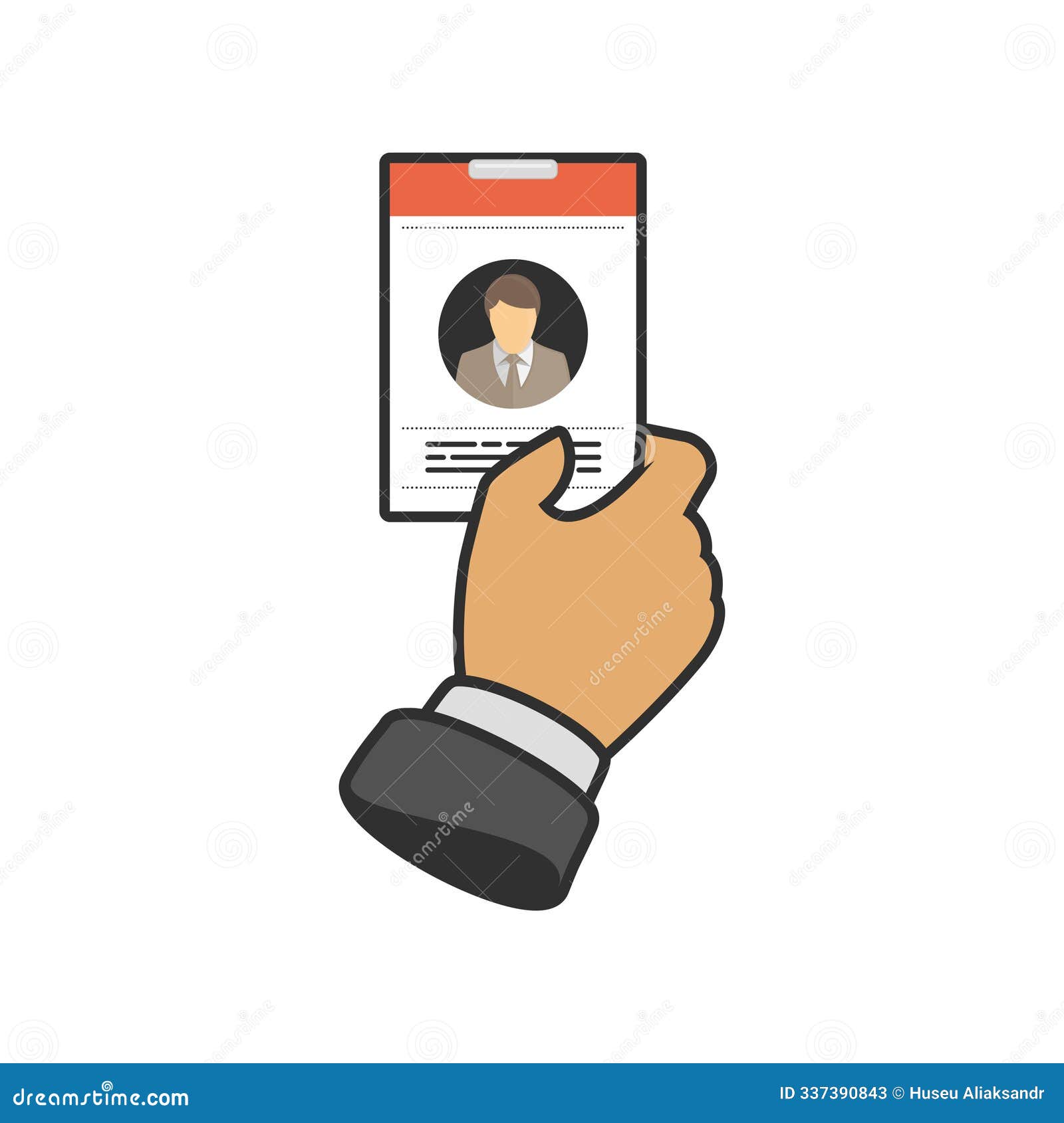 Id card in hand stock illustration. Illustration of paper - 337390843