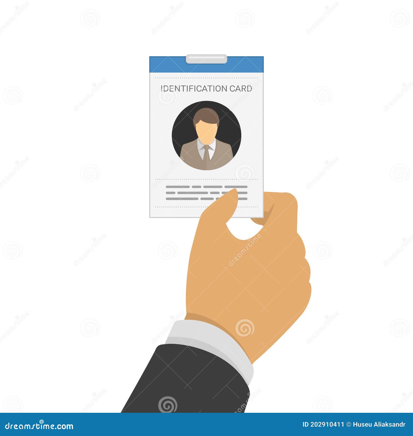 Id card in hand. stock vector. Illustration of identity - 202910411