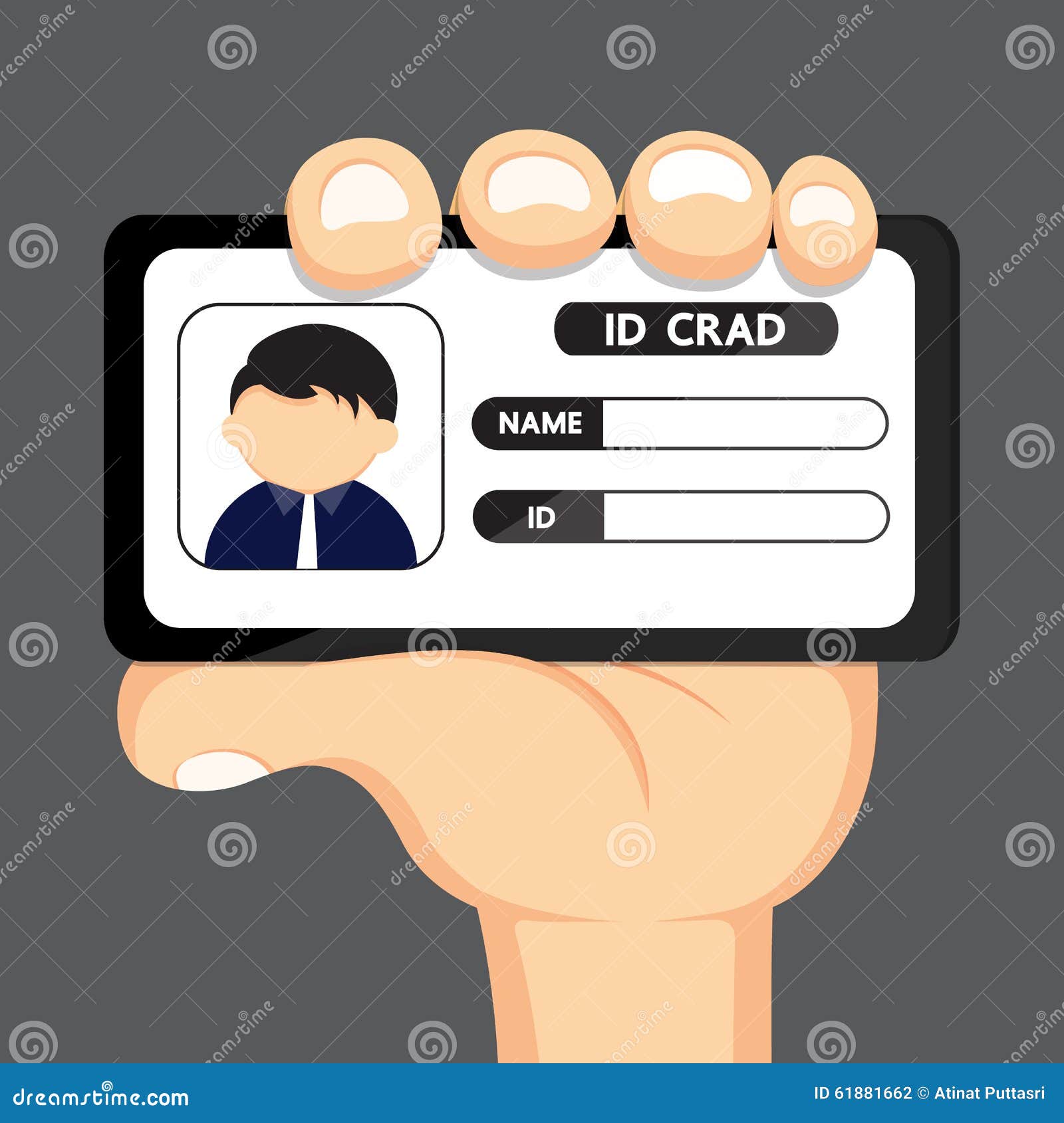 ID CARD in HAND stock vector. Illustration of card, isolated - 61881662