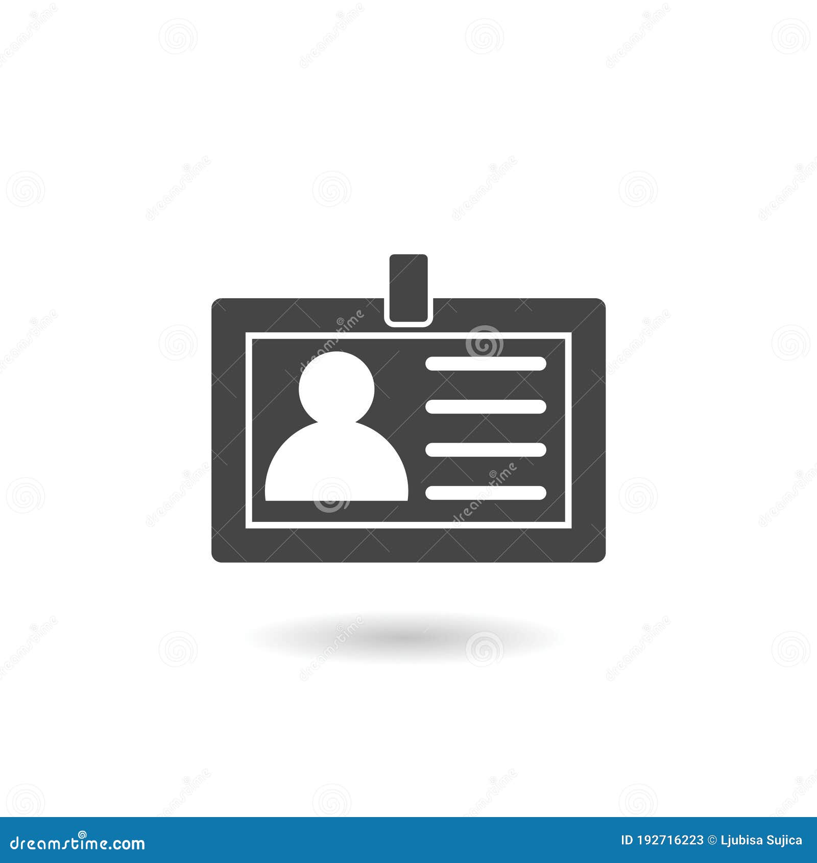 Id card icon with shadow stock vector. Illustration of identification ...