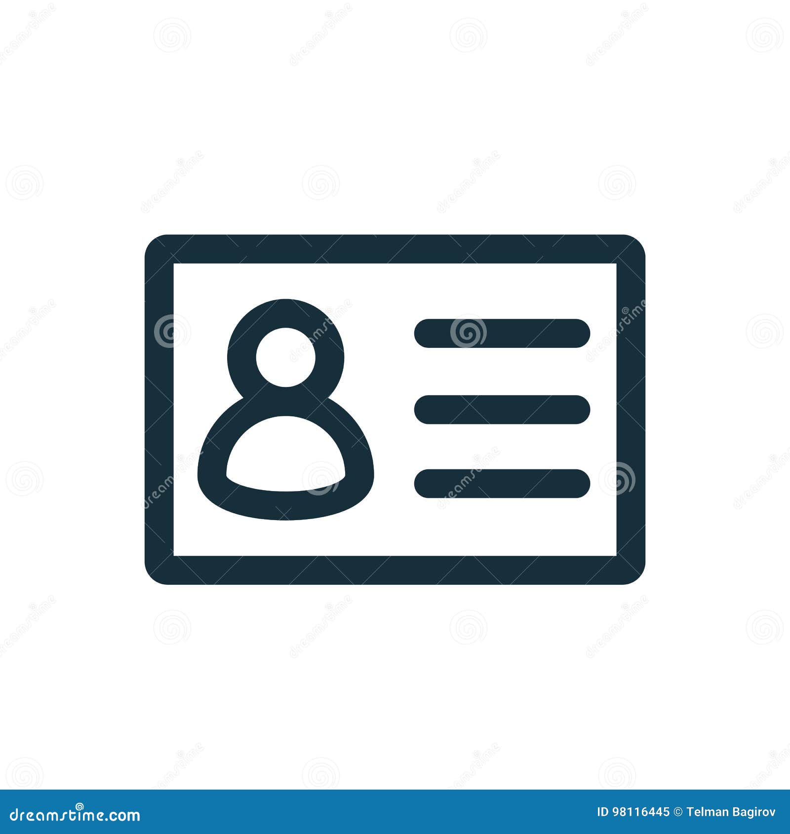 ID Card Icon on White Background Stock Illustration - Illustration of ...