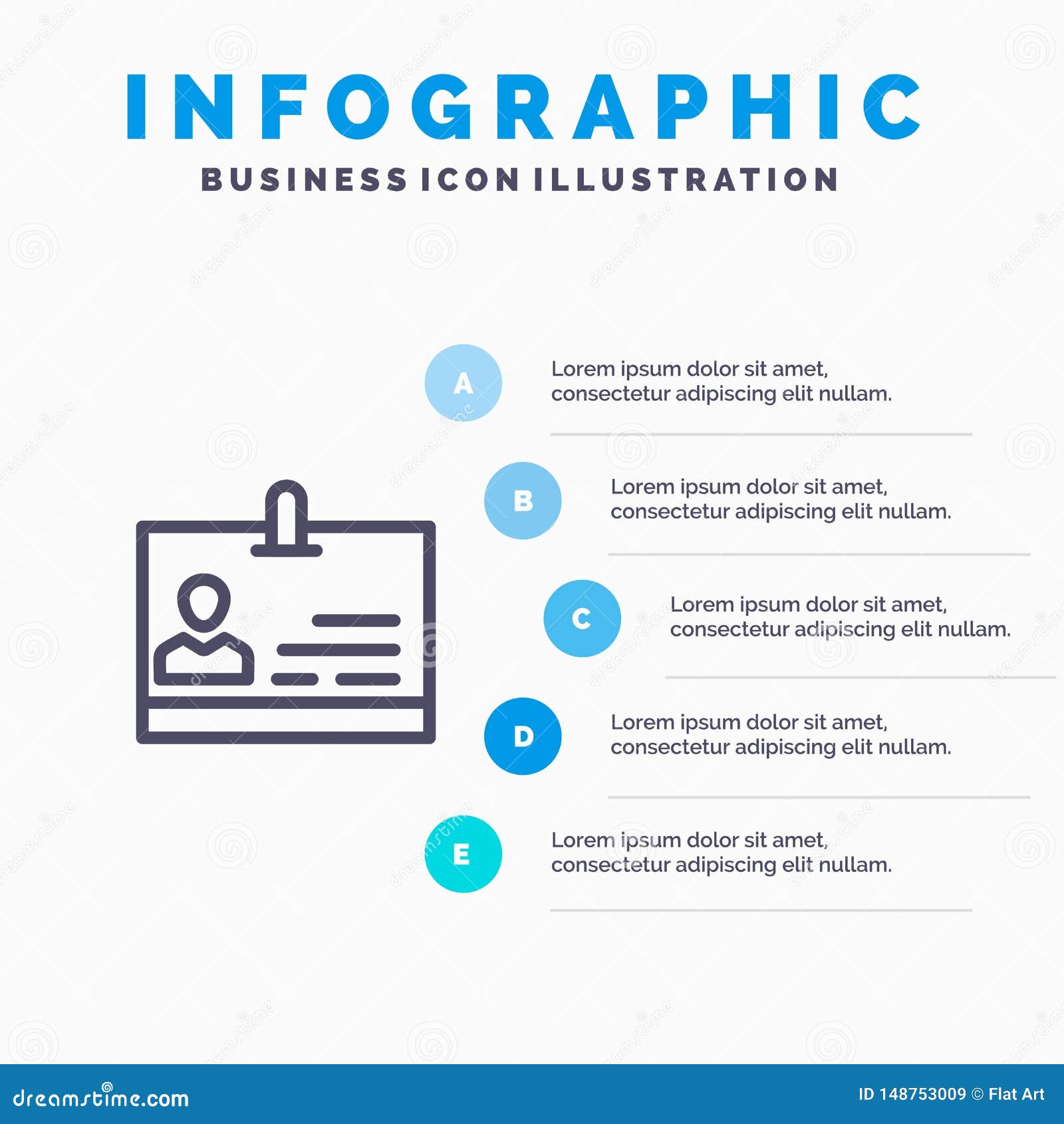Id, Card, Identity, Badge Line Icon with 5 Steps Presentation ...