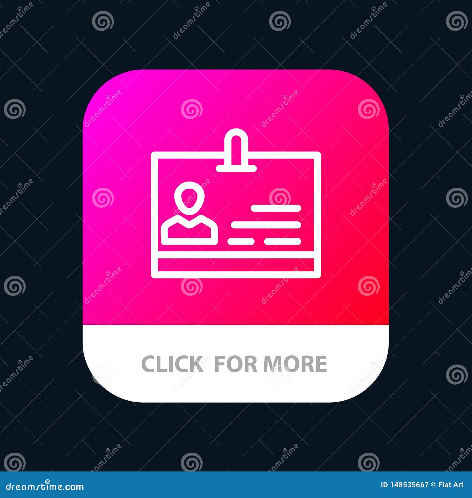 Id, Card, Identity, Badge Mobile App Button. Android and IOS Line ...