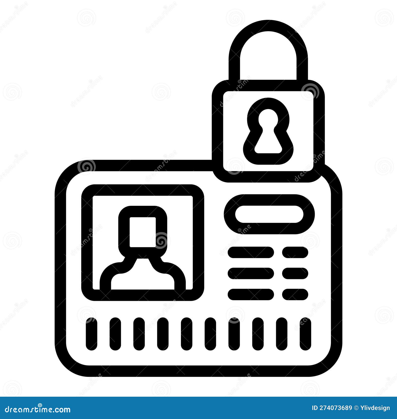 Id Card Lock Icon Outline Vector. Internet Account Stock Vector ...