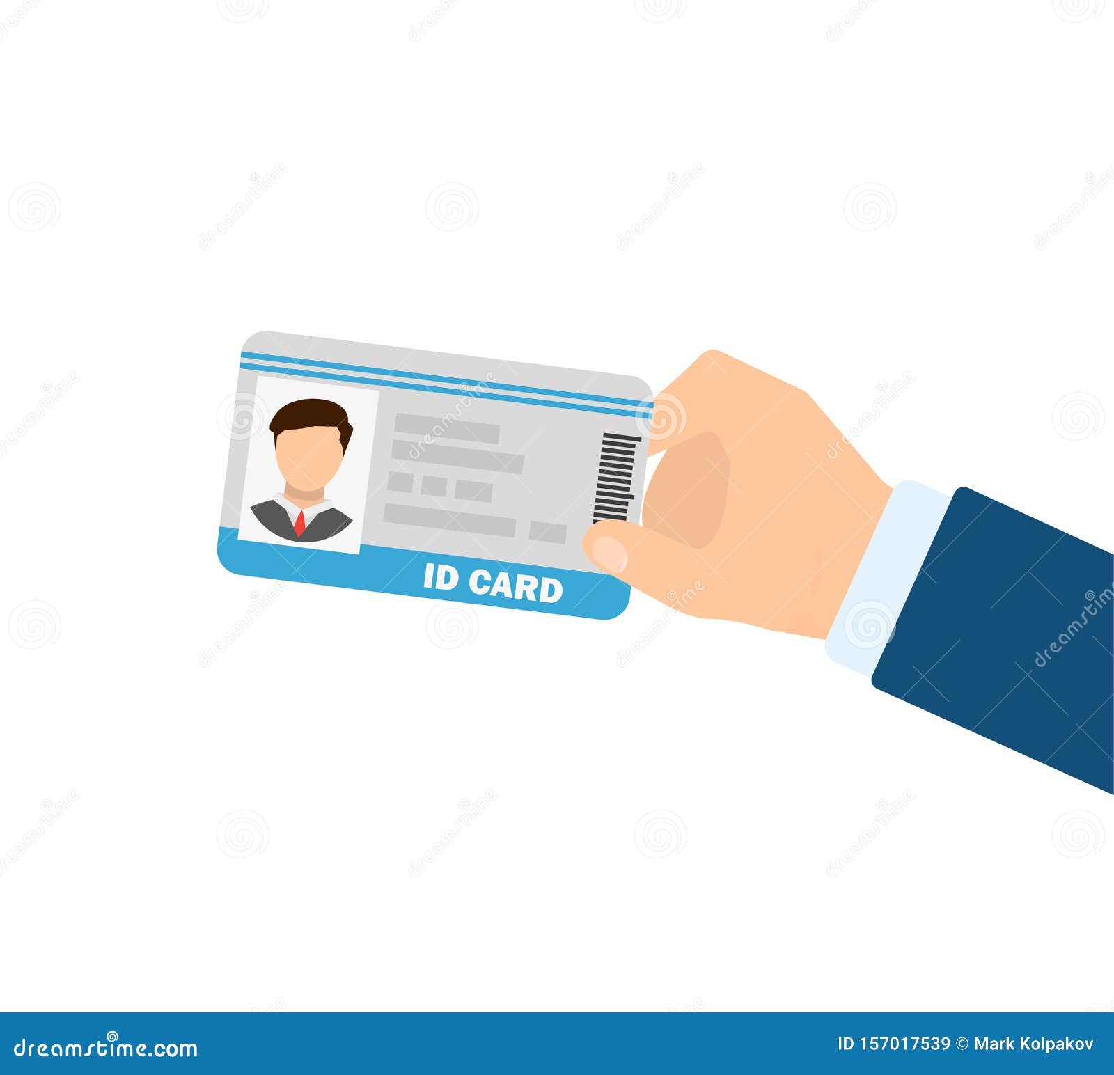 Id Card in Man Hand in Flat Stock Illustration - Illustration of ...