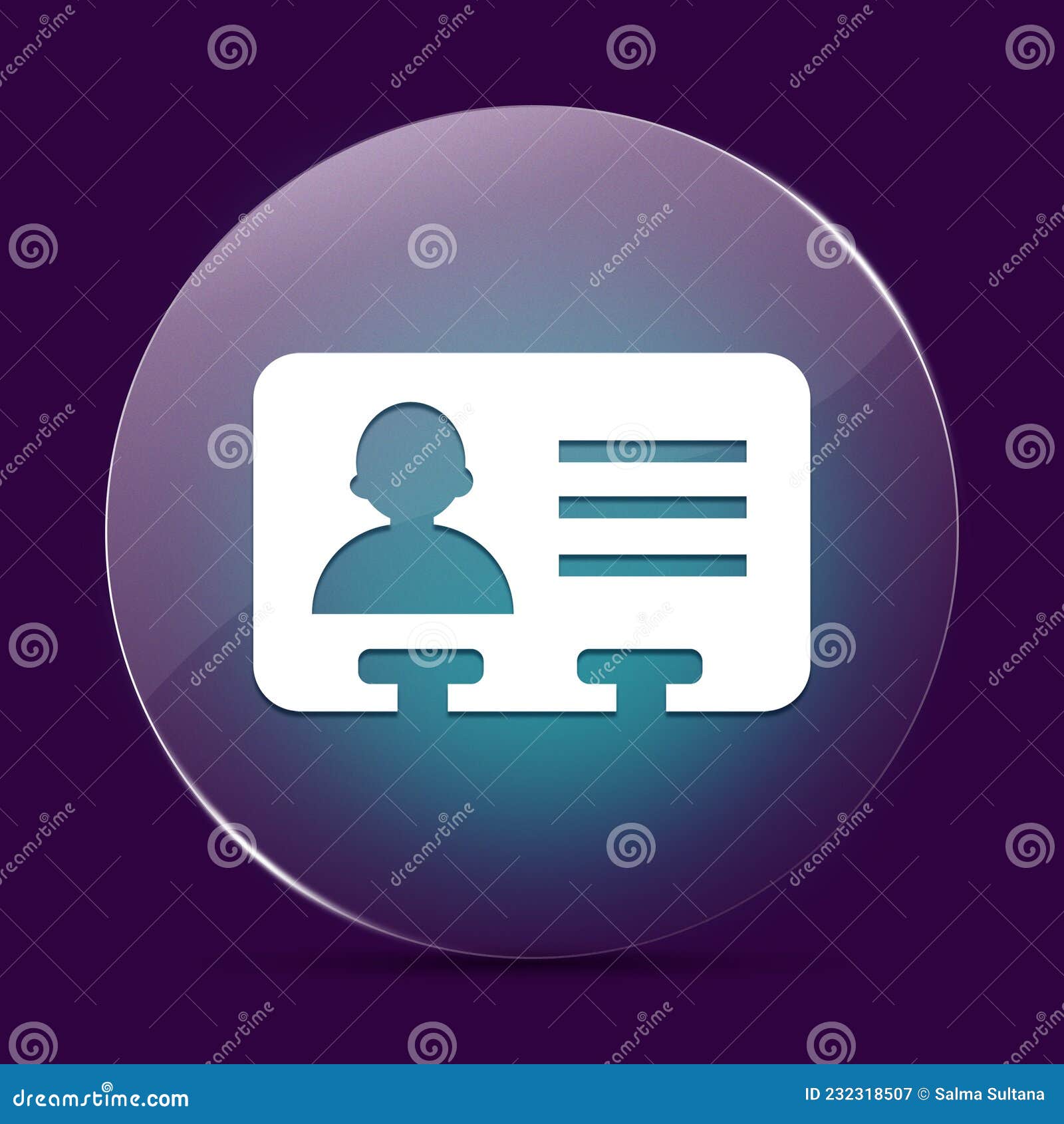 Id Card Moonlight Glass Round Button Abstract on a Dark Purple ...
