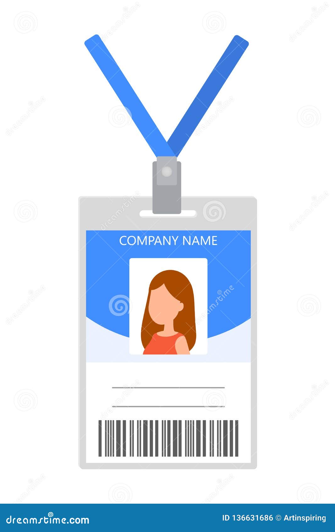 ID Card Plactic Badge with Photo and Name Stock Vector - Illustration ...