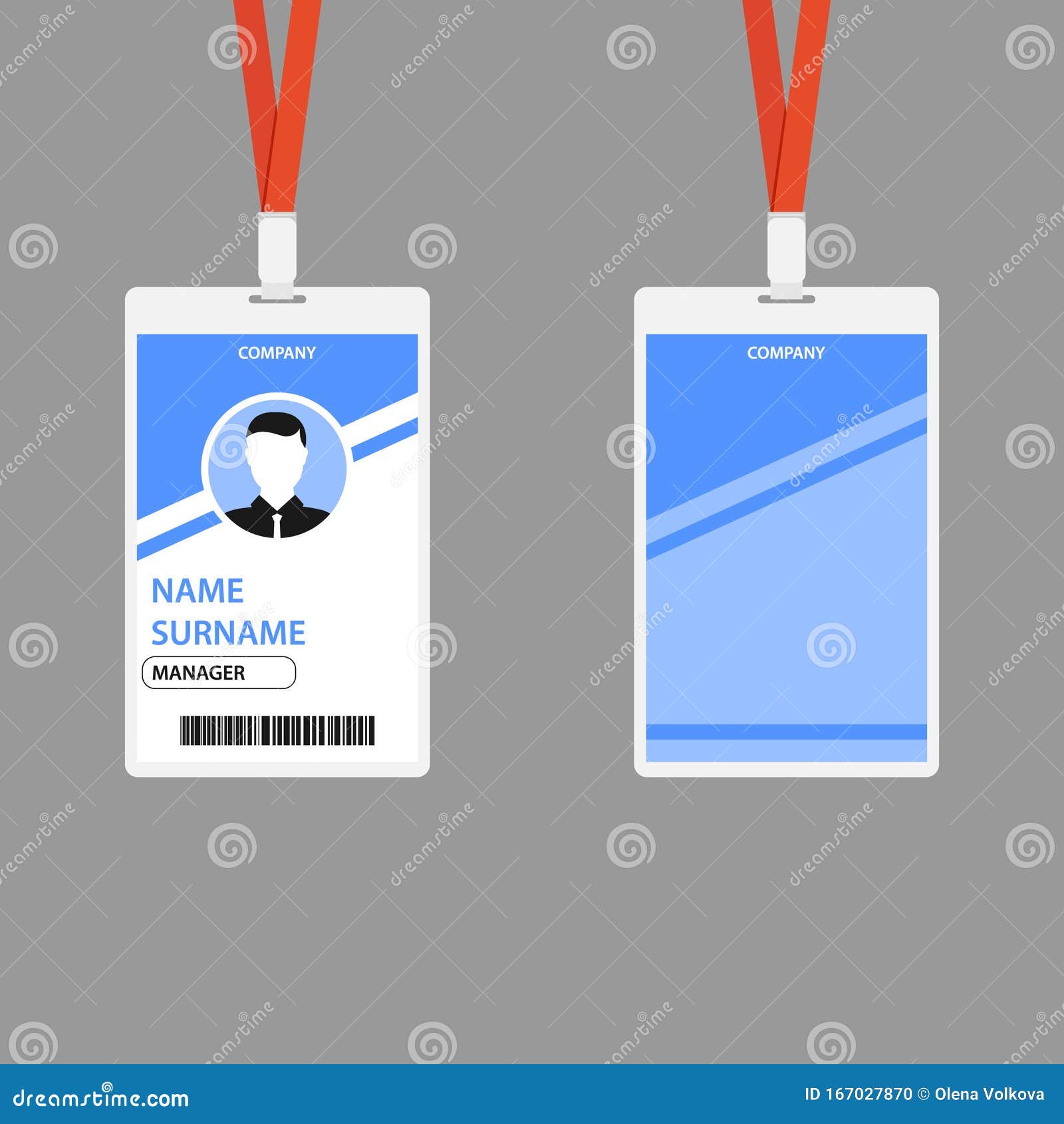 ID Card. Realistic ID Card on Both Sides with a Silhouette of a Man ...