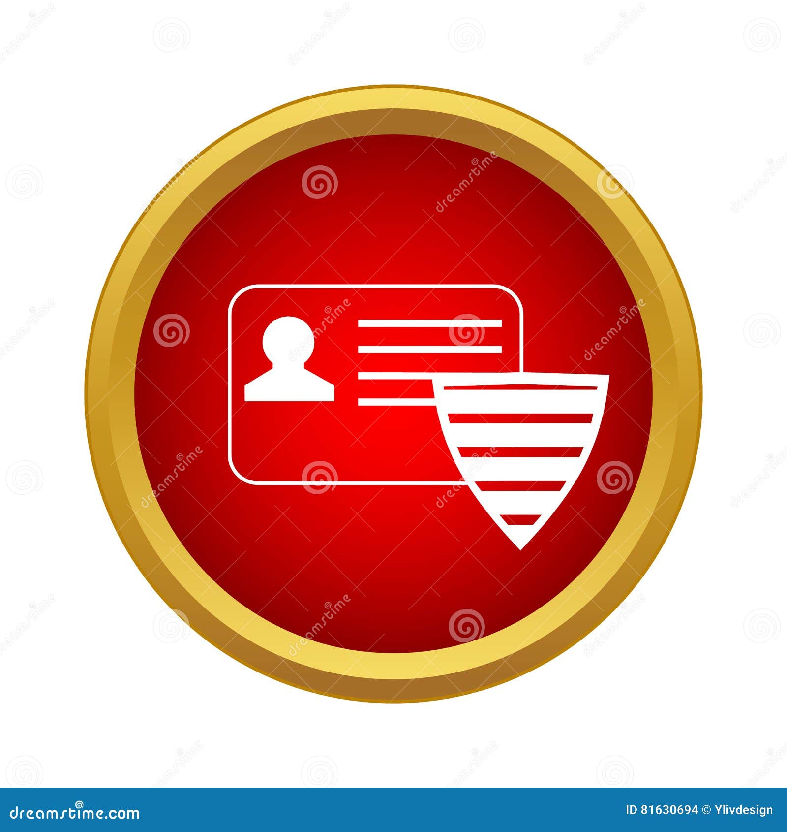 ID Card and Shield Icon in Simple Style Stock Vector - Illustration of ...