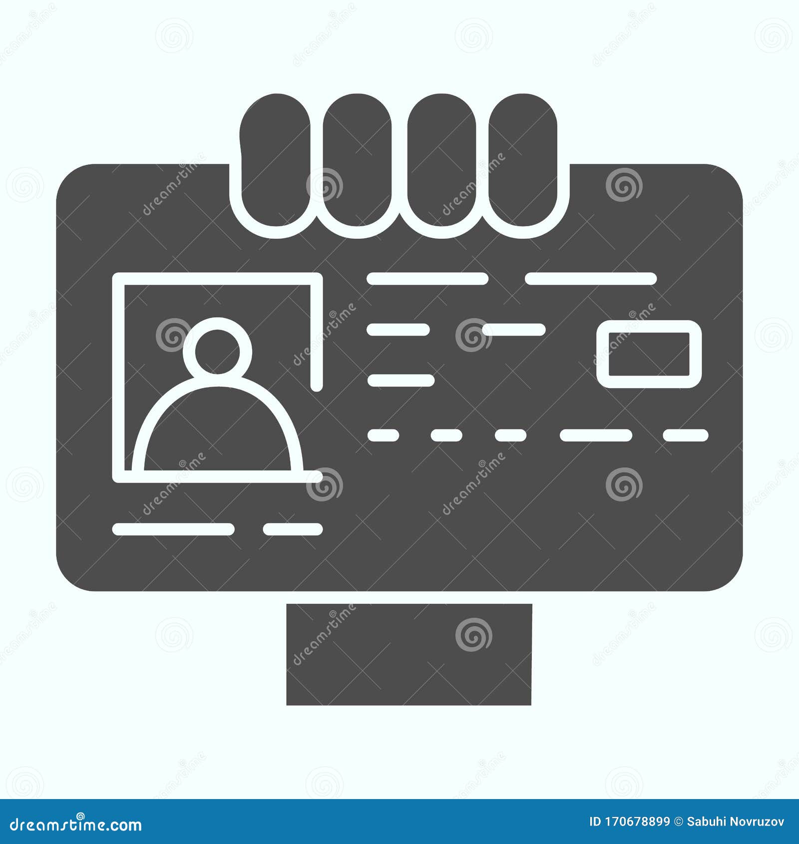 ID Document in Hand Solid Icon. ID Card Illustration Isolated on White ...