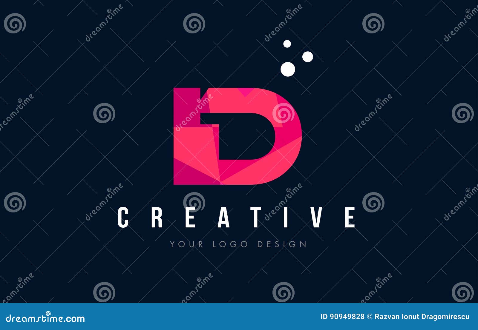 ID I D Letter Logo with Purple Low Poly Pink Triangles Concept Stock ...
