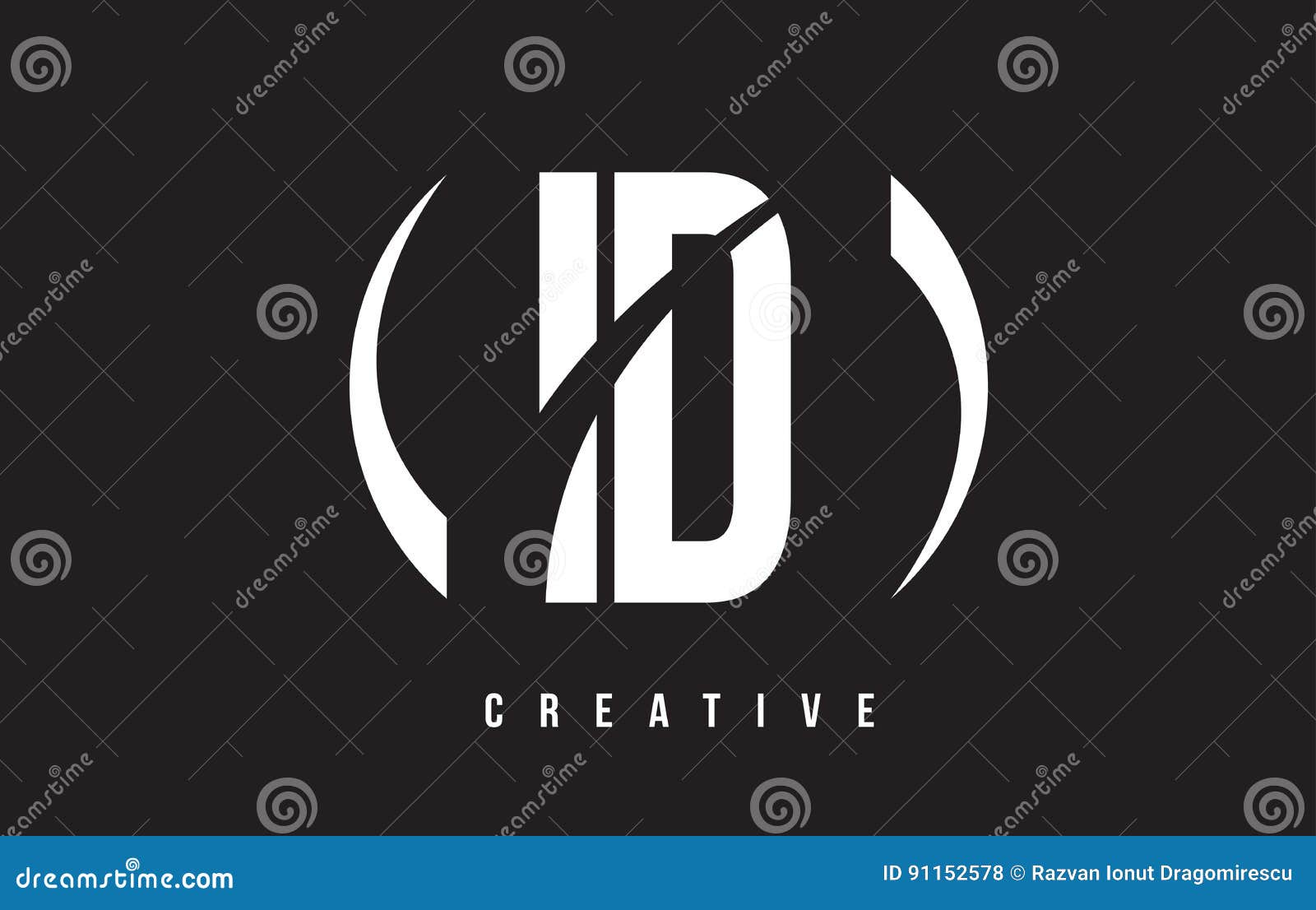 ID I D White Letter Logo Design with Black Background. Stock Vector ...