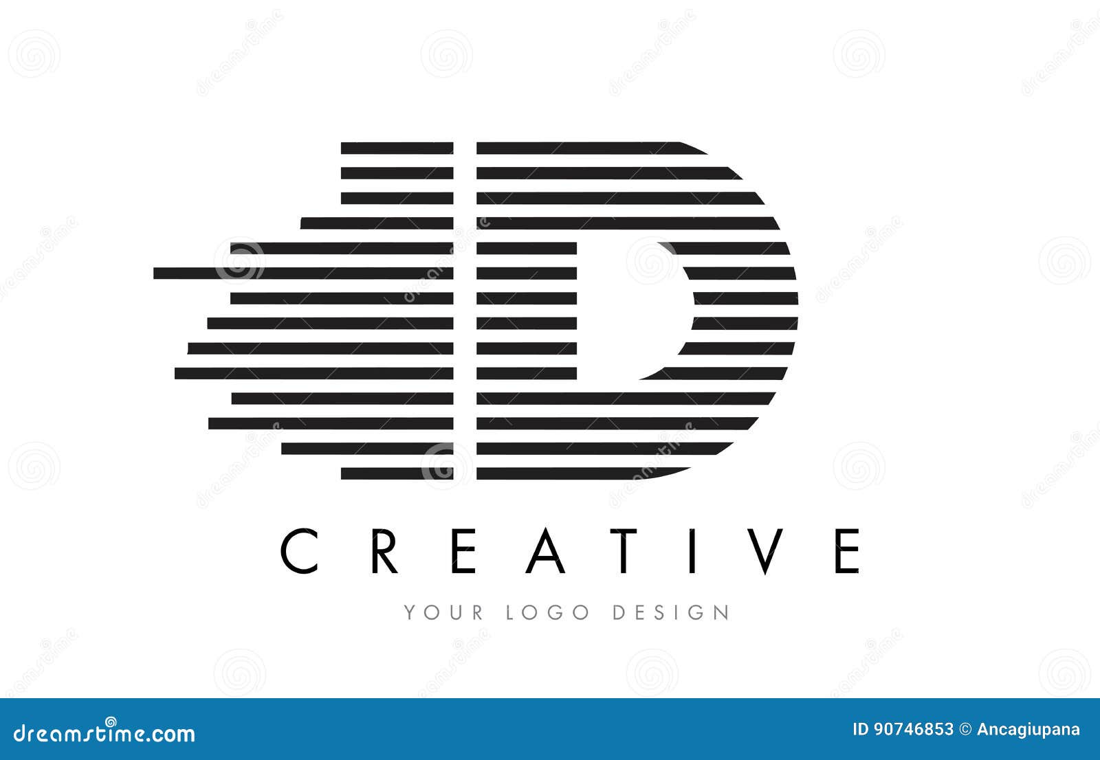 ID I D Zebra Letter Logo Design with Black and White Stripes Stock ...
