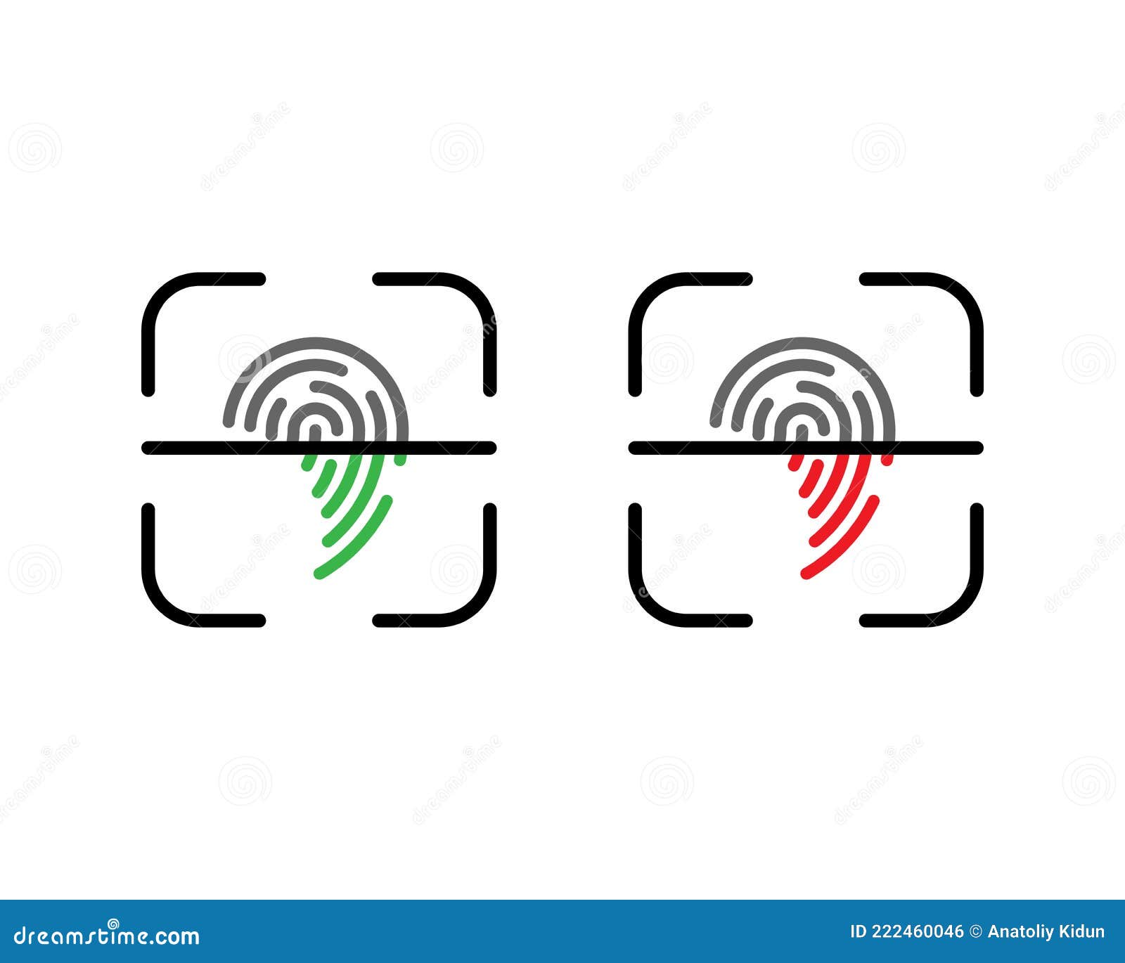 Id Icons. Fingerprint Scanning Process Icons. Fingerprint Detection ...