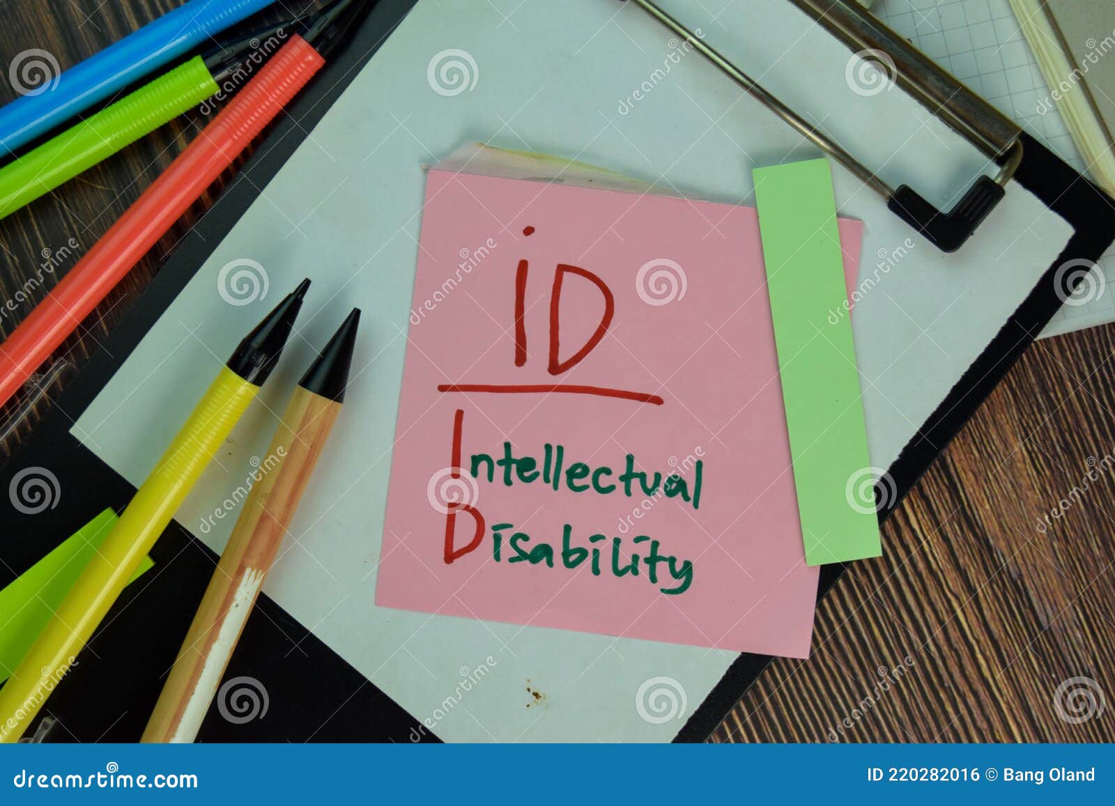 ID - Intellectual Disability Write on Sticky Notes Isolated on Wooden ...
