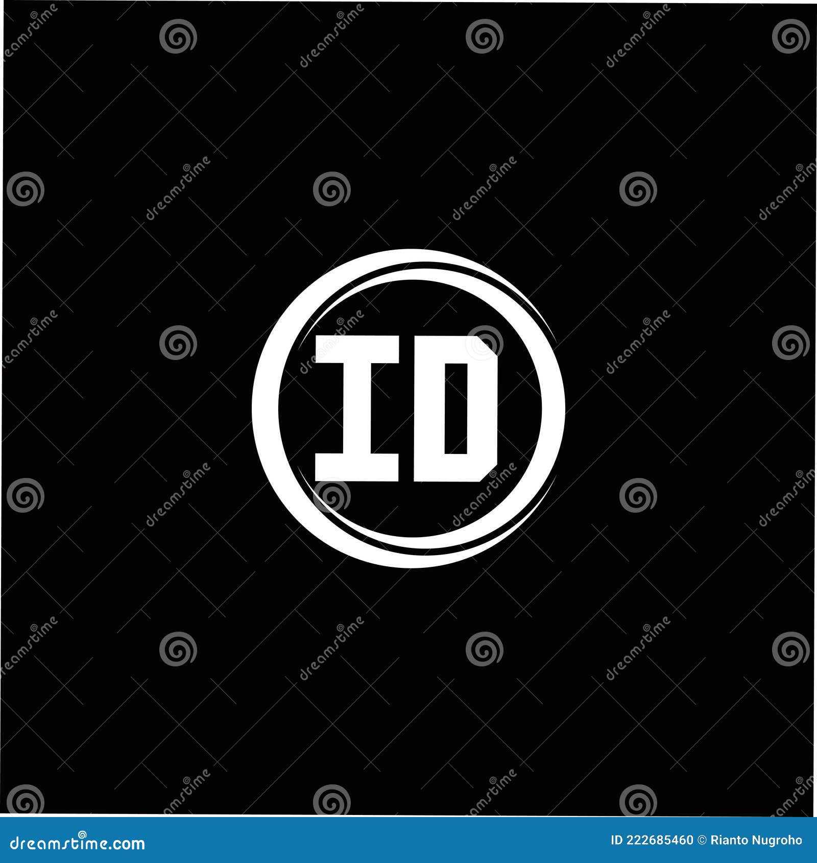ID Logo Initial Letter Monogram with Circle Slice Rounded Design ...