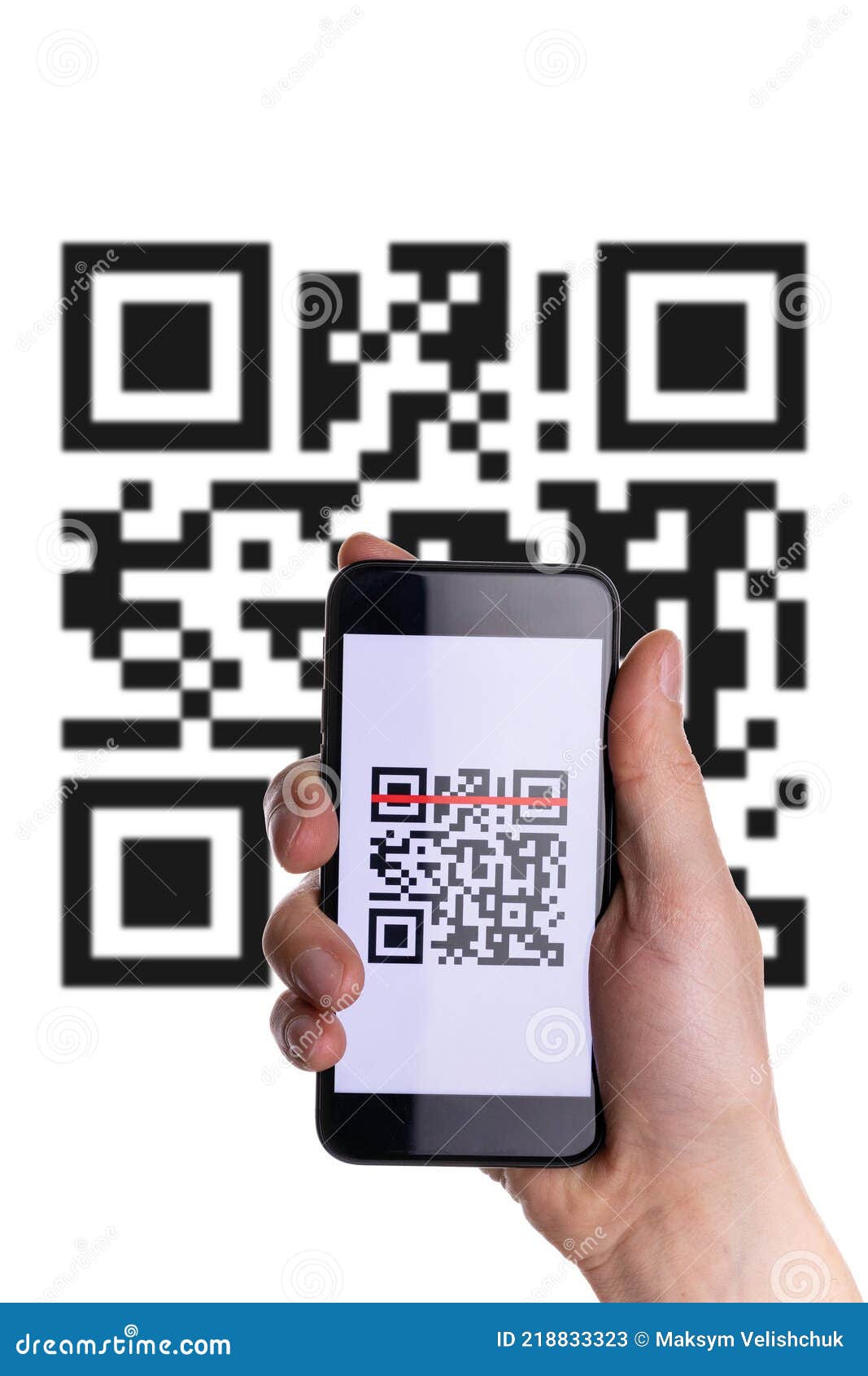 Id Qr. Hand Holding Mobile Smartphone Screen for Online Pay, Scan ...