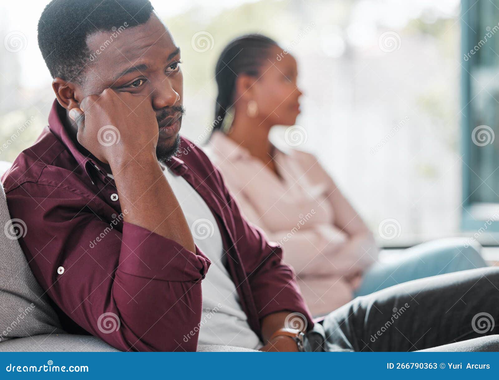 Id Rather Be Anywhere but Here. a Young Couple Ignoring Each Other ...