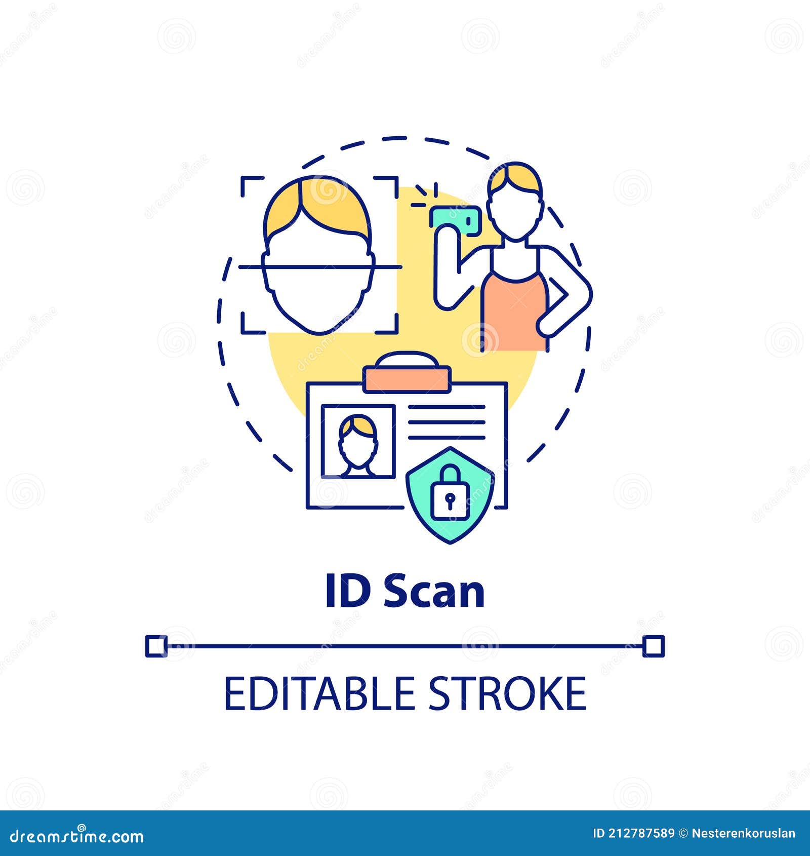 ID scan concept icon stock vector. Illustration of software - 212787589