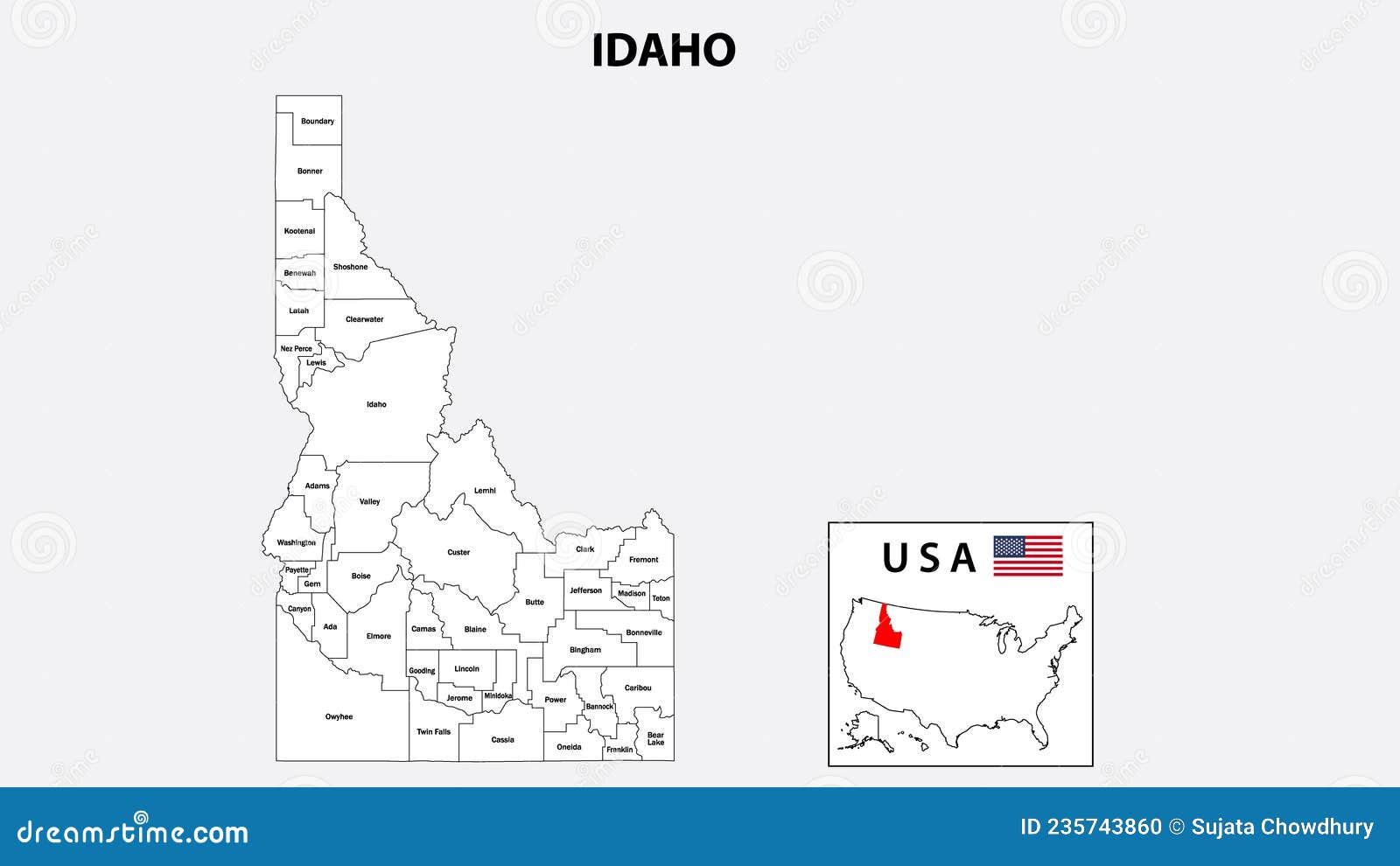 Idaho Map. State And District Map Of Idaho. Administrative Map Of Idaho ...