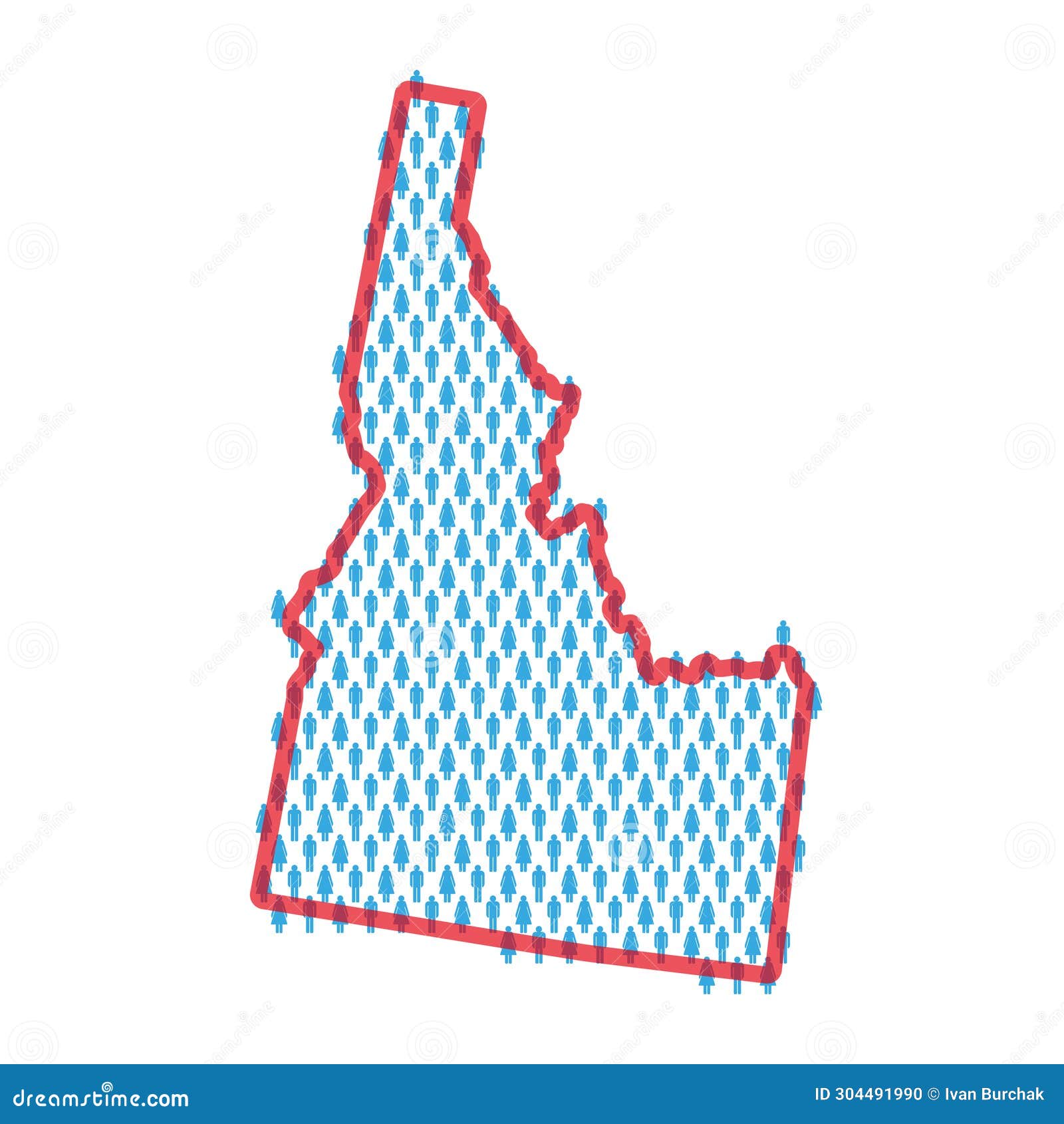 Idaho People Map. Detailed Vector Silhouette. Mixed Crowd Of Men And ...