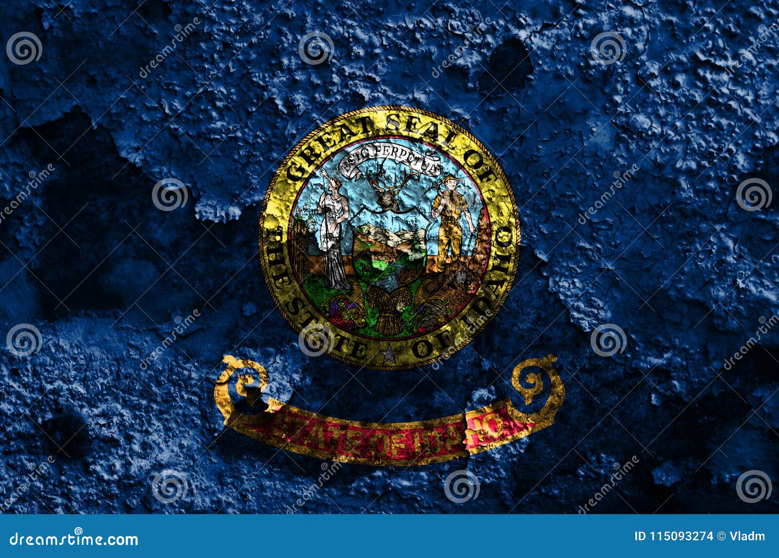 Idaho State Grunge Flag United States Of America Stock Illustration