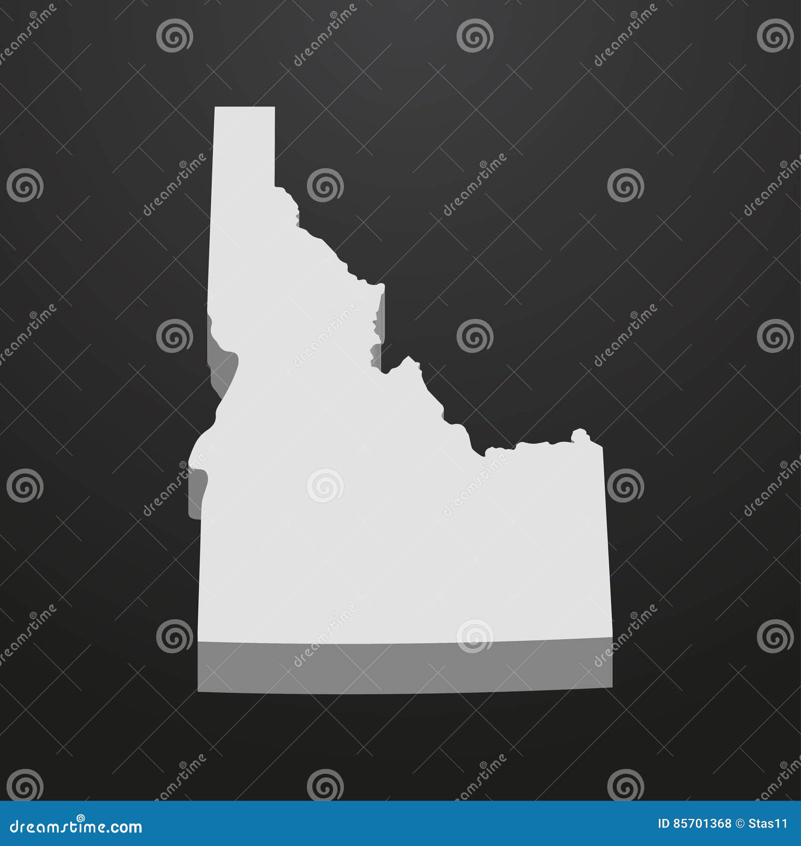 Idaho ID State Maps. Black Silhouette And Outline Isolated On A White ...