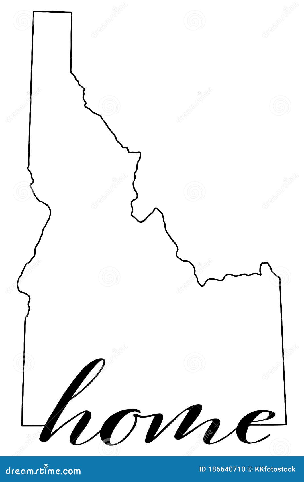 Outline Map Of Idaho. Illustration. Royalty-Free Cartoon ...