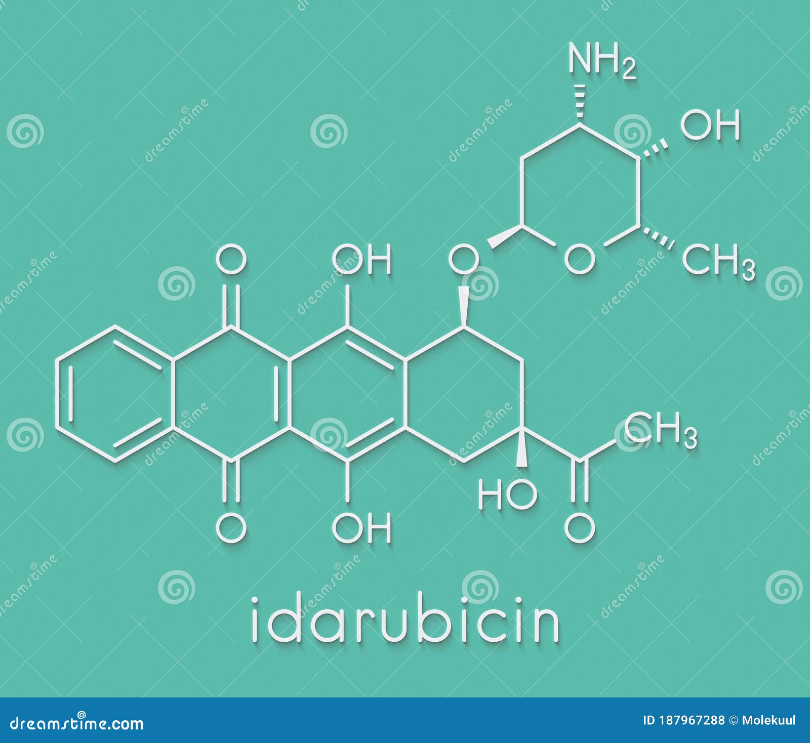 Idarubicin Cancer Drug Molecule. Skeletal Formula. Stock Illustration ...
