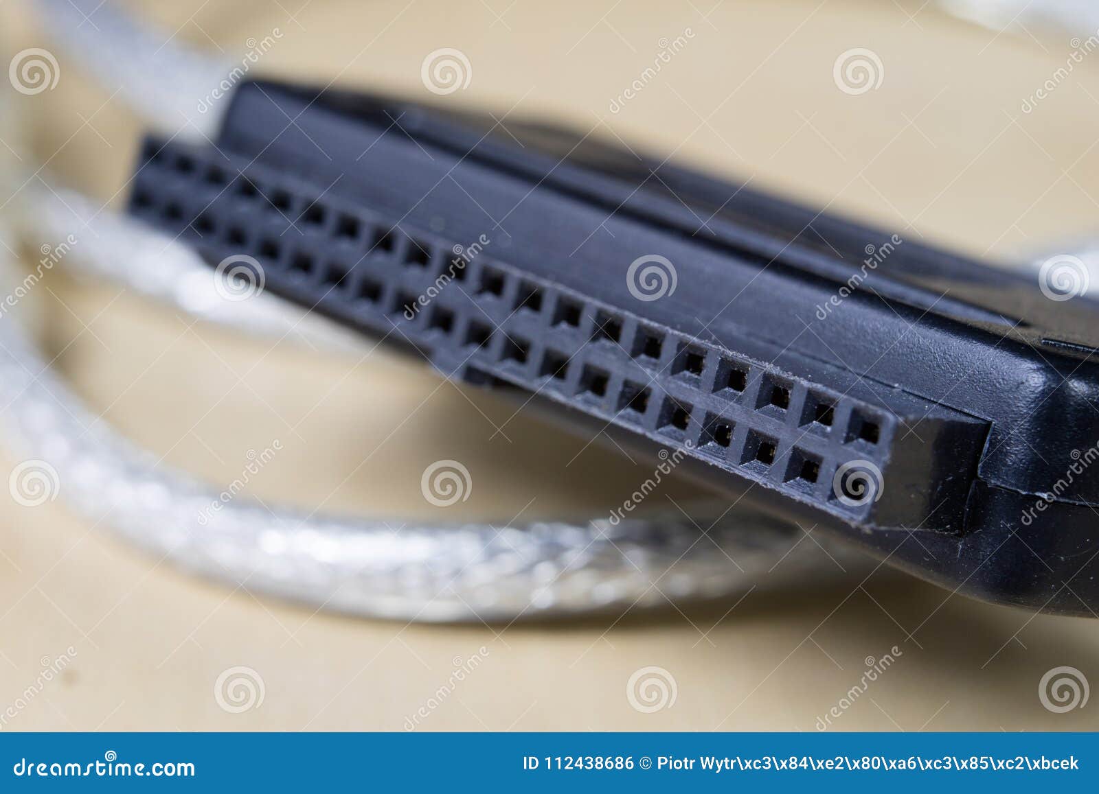 IDE and USB Socket on a Wooden Workshop Table. Computer Connecto Stock ...