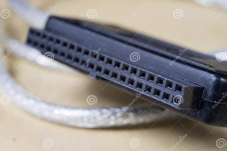 IDE and USB Socket on a Wooden Workshop Table. Computer Connecto Stock ...