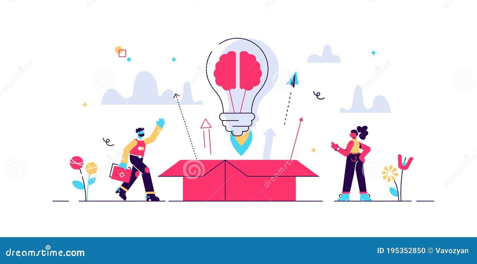 Out of the Box Creative Idea, Flat Tiny Stock Vector - Illustration of ...