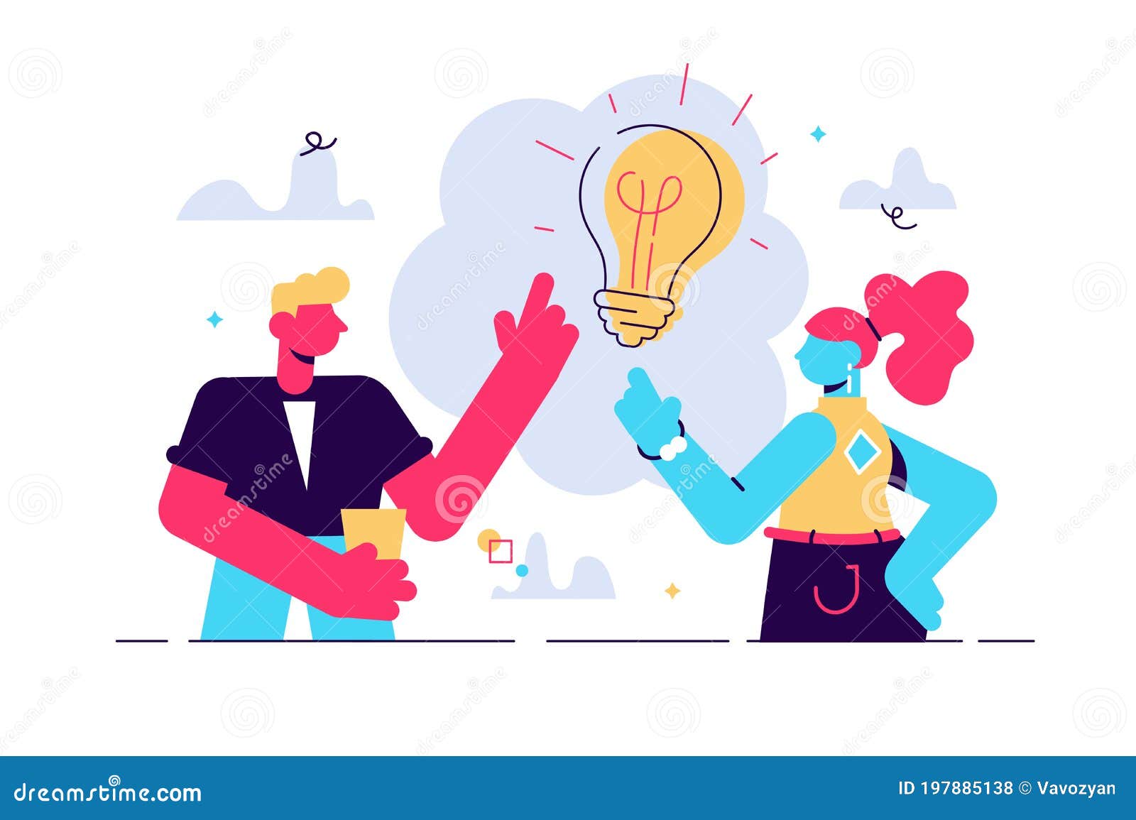 Vector Illustration of Young People Have Idea Stock Vector ...