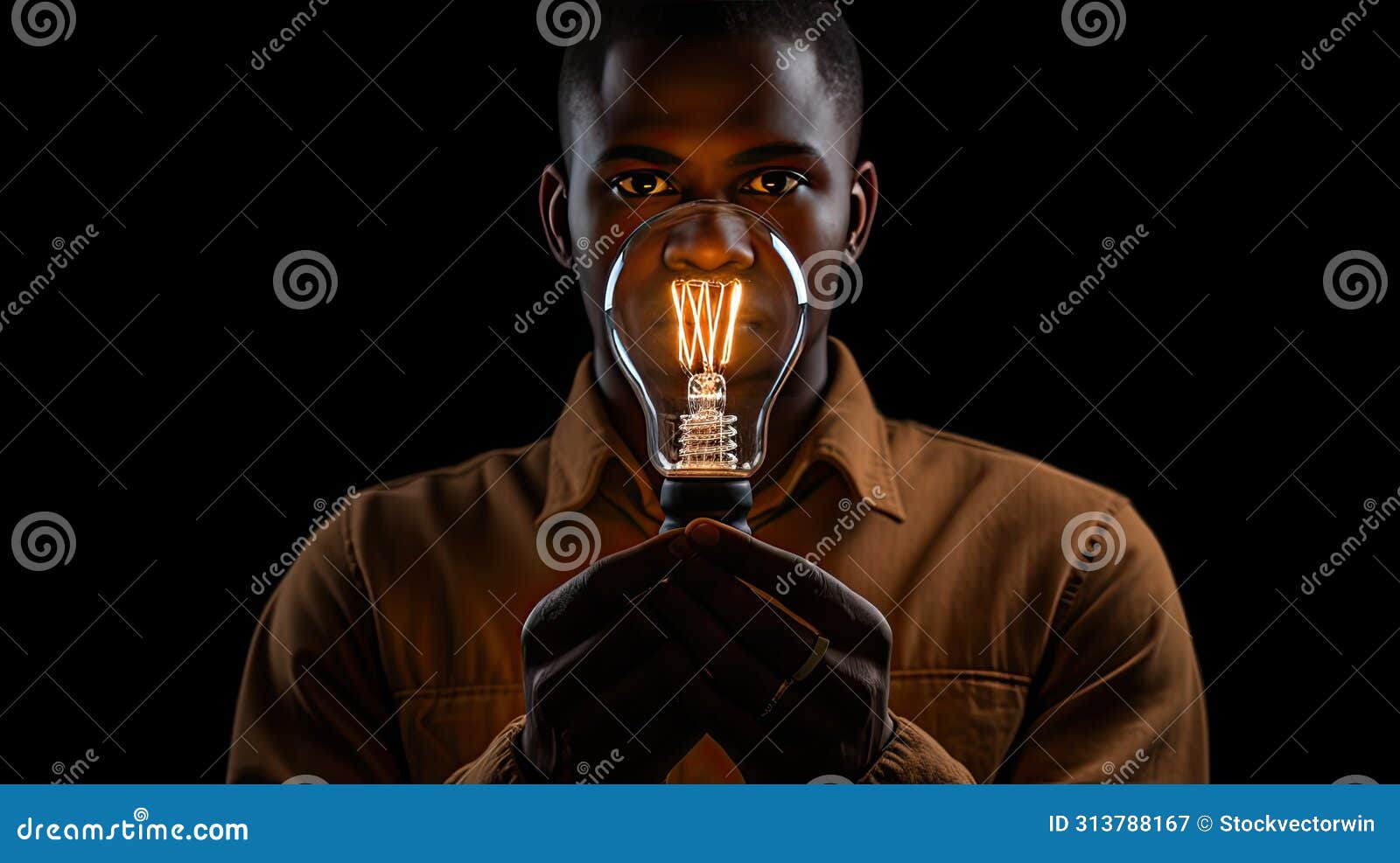 Idea Black Person Holding Light Bulb Stock Illustration - Illustration ...