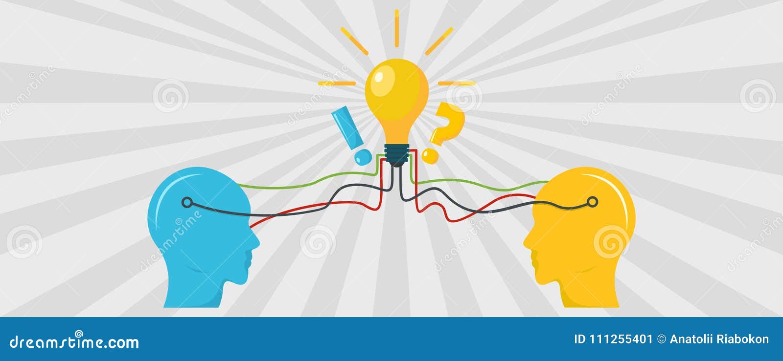 Idea in Brain Banner, Flat Style Stock Vector - Illustration of power ...