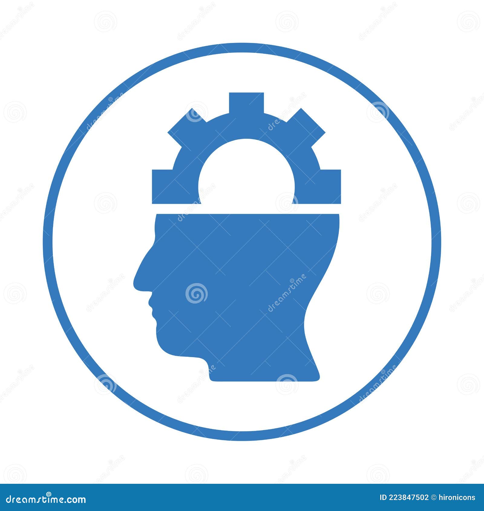 Idea, Brain, Gear Icon. Blue Color Design Stock Vector - Illustration ...