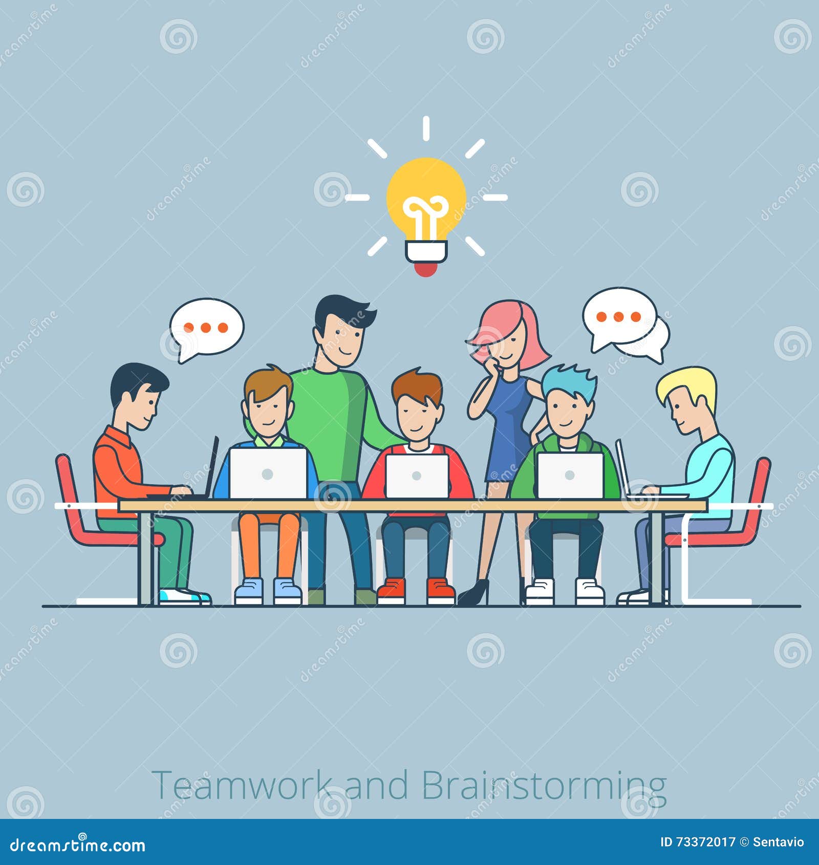 Creative Team Brainstorming, Sharing Thought Idea Vector Illustration ... Creative Team Brainstorming, Sharing Thought Idea Vector Illustration ...