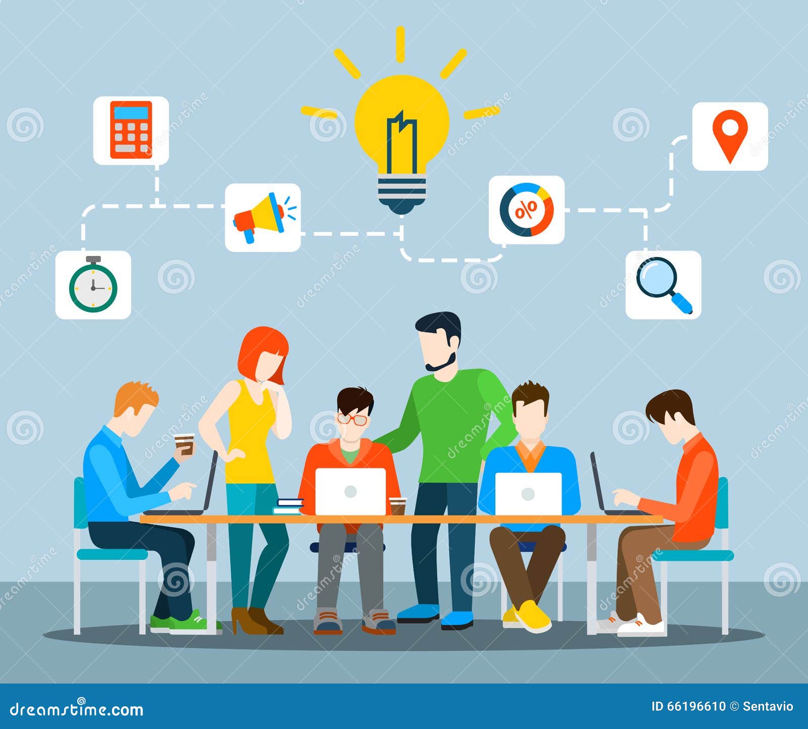 Idea Brainstorming Creative Team Flat Vector Infographics Stock Vector ... Idea Brainstorming Creative Team Flat Vector Infographics Stock Vector ...