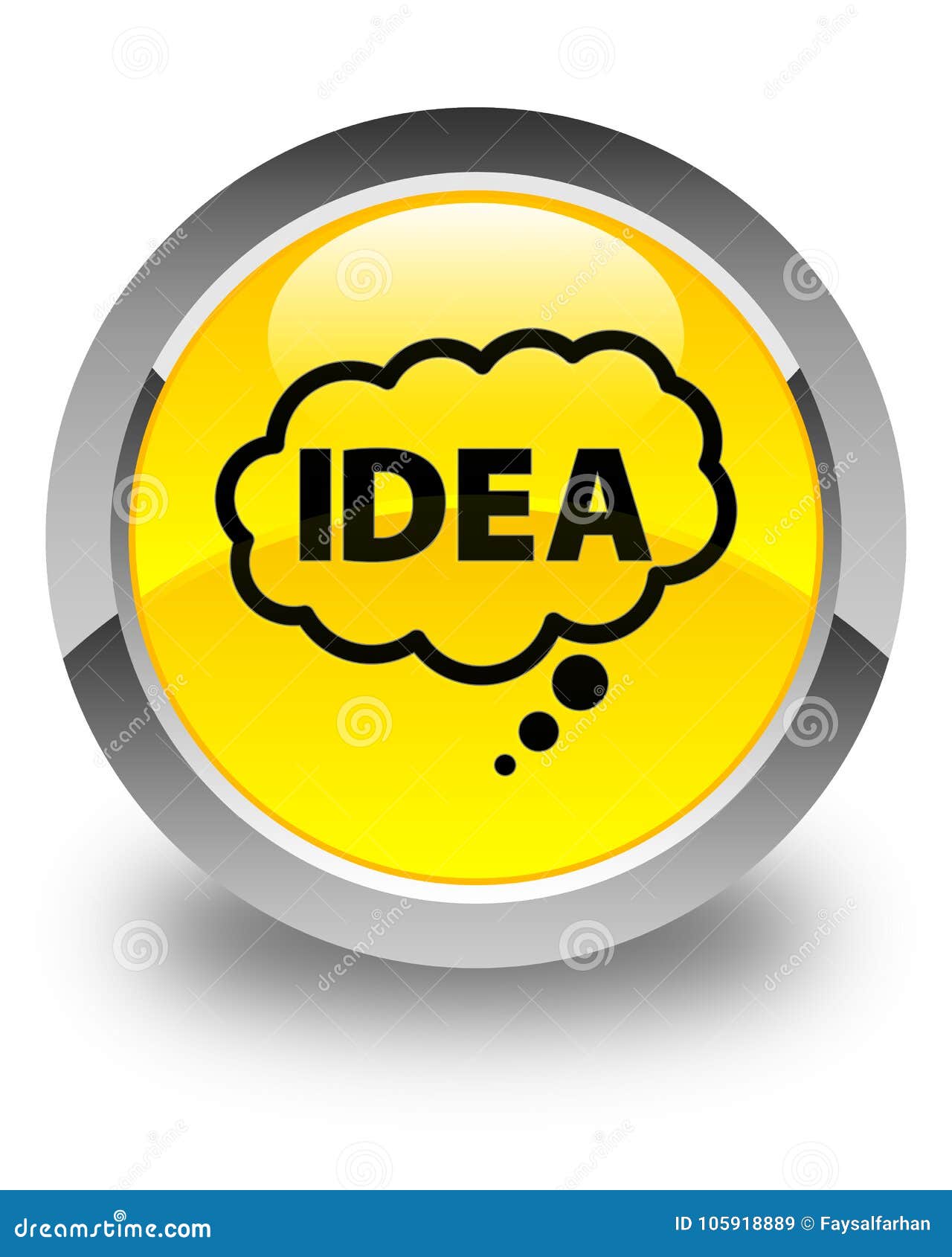 Idea Bubble Icon Glossy Yellow Round Button Stock Illustration ...