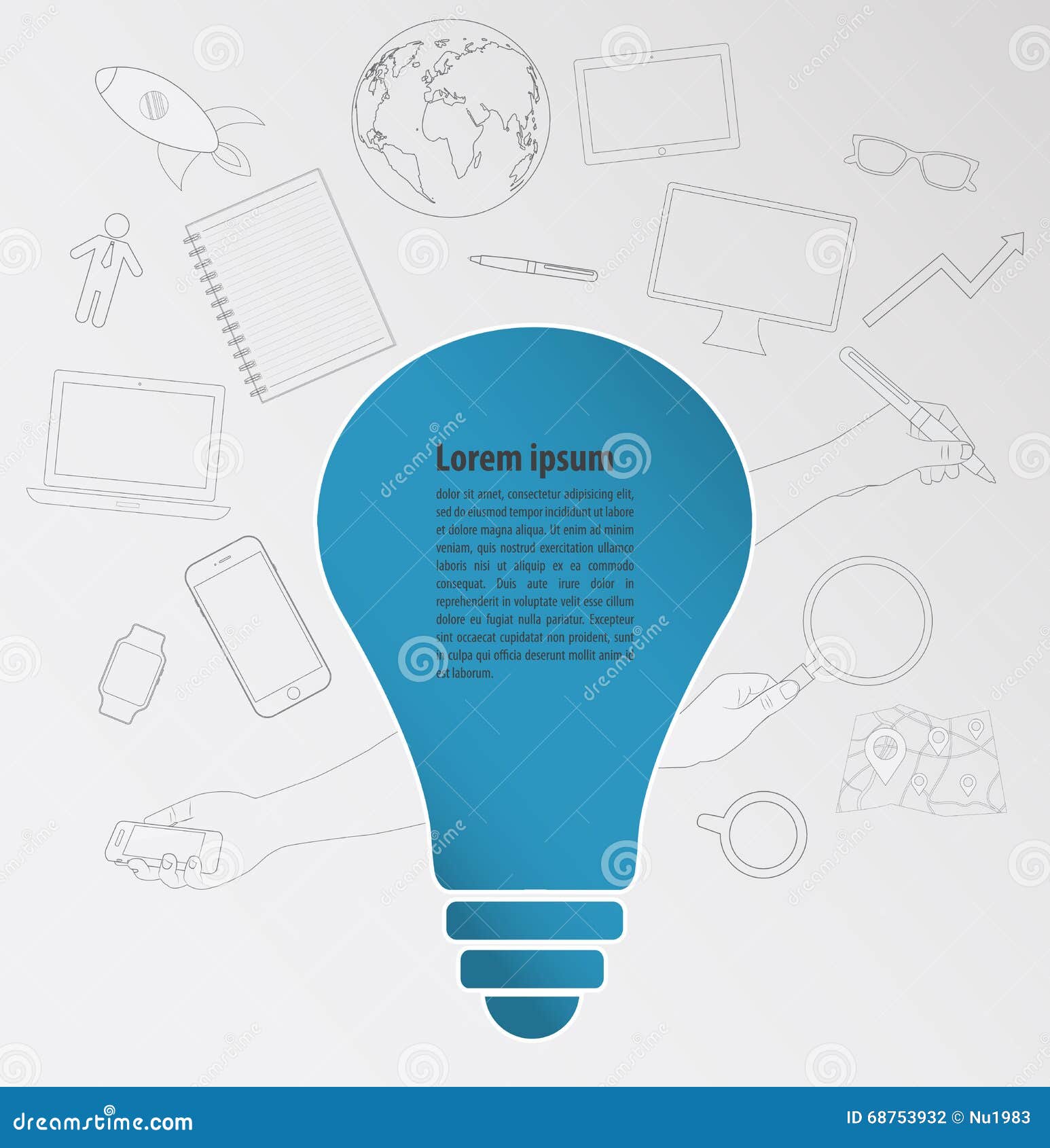 Idea bulb banner stock vector. Illustration of icons - 68753932