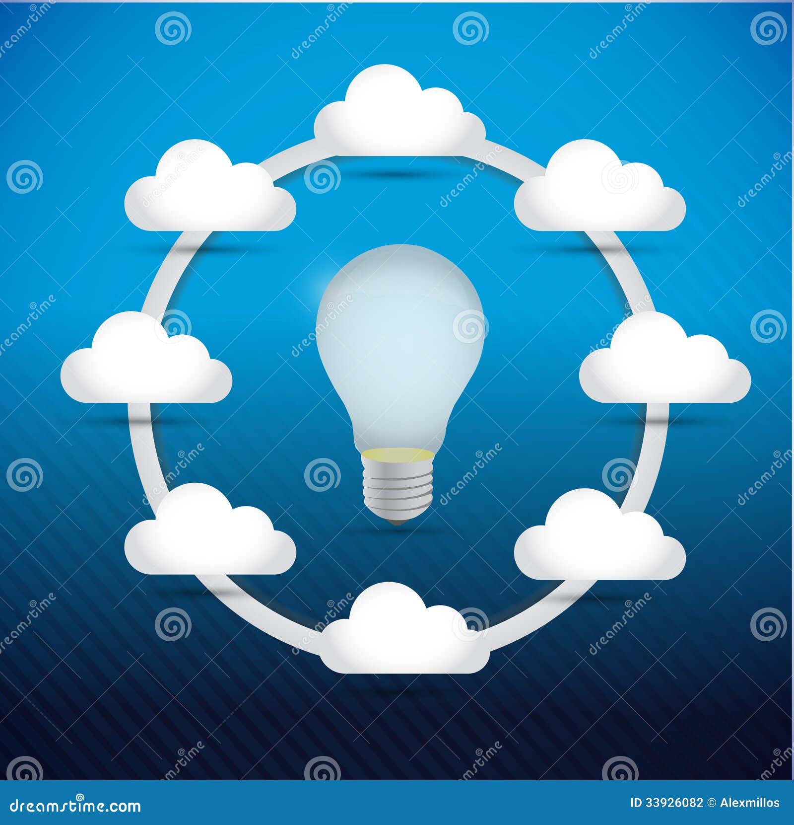 Idea Bulb Cloud Computing Network Diagram Stock Illustration ...