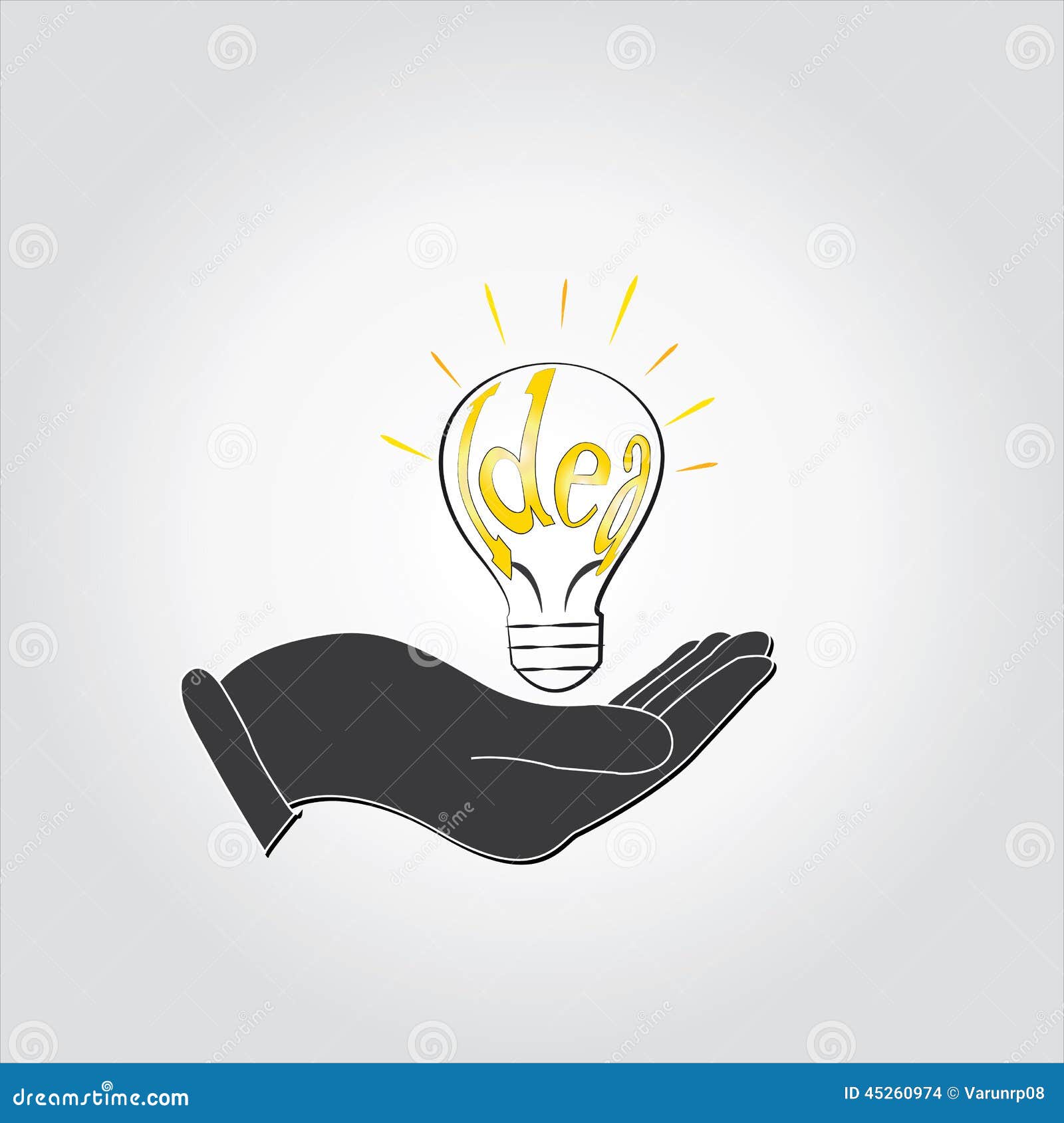 Idea bulb holding in hands stock vector. Illustration of genius - 45260974