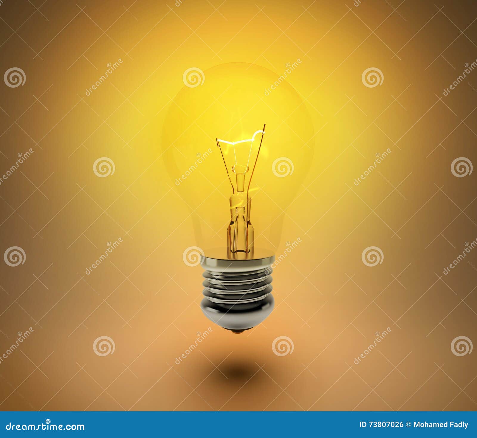 Idea Bulb Illuminating, 3D High Quality Render Stock Illustration ...
